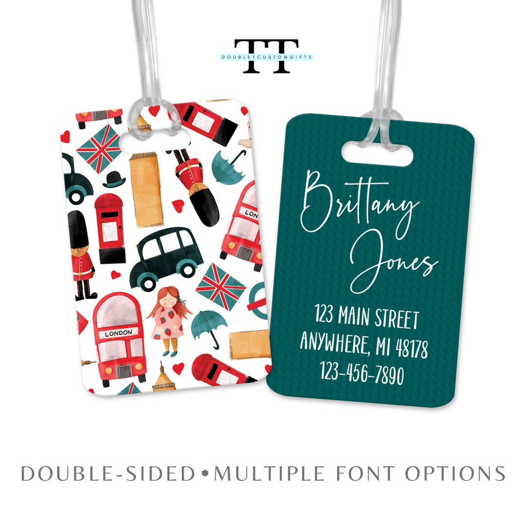 Custom London Luggage Tag, Personalized England Trip Bag Tag, Europe ...