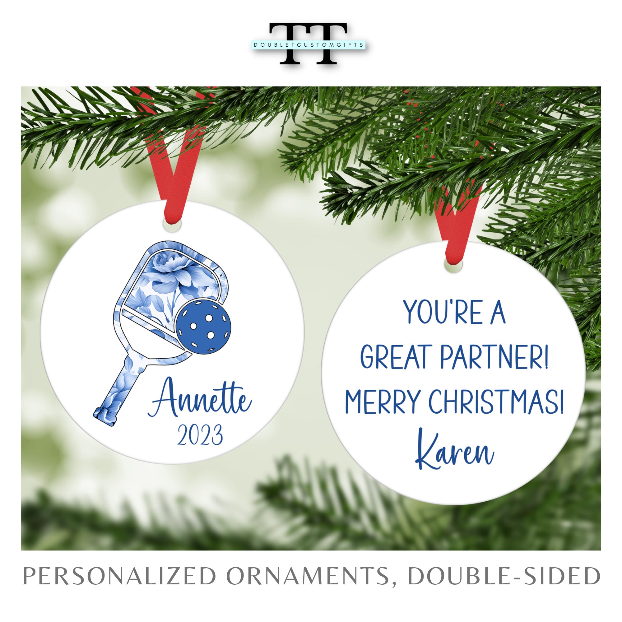 Personalized Pickleball Christmas Tree Ornament, Custom Pickleball ...