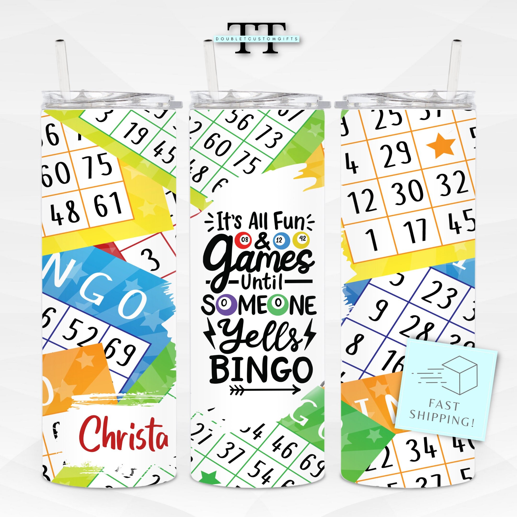 Personalized Bingo Tumbler With Name Includes Lid and Straw, Custom ...