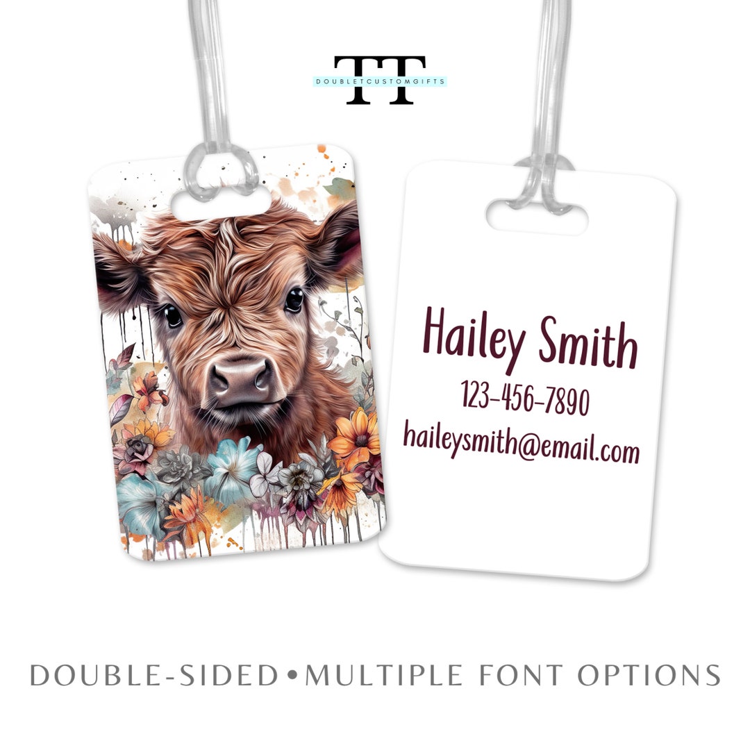 Custom Highland Cow Luggage Tag: Personalized Suitcase Identifier - Etsy