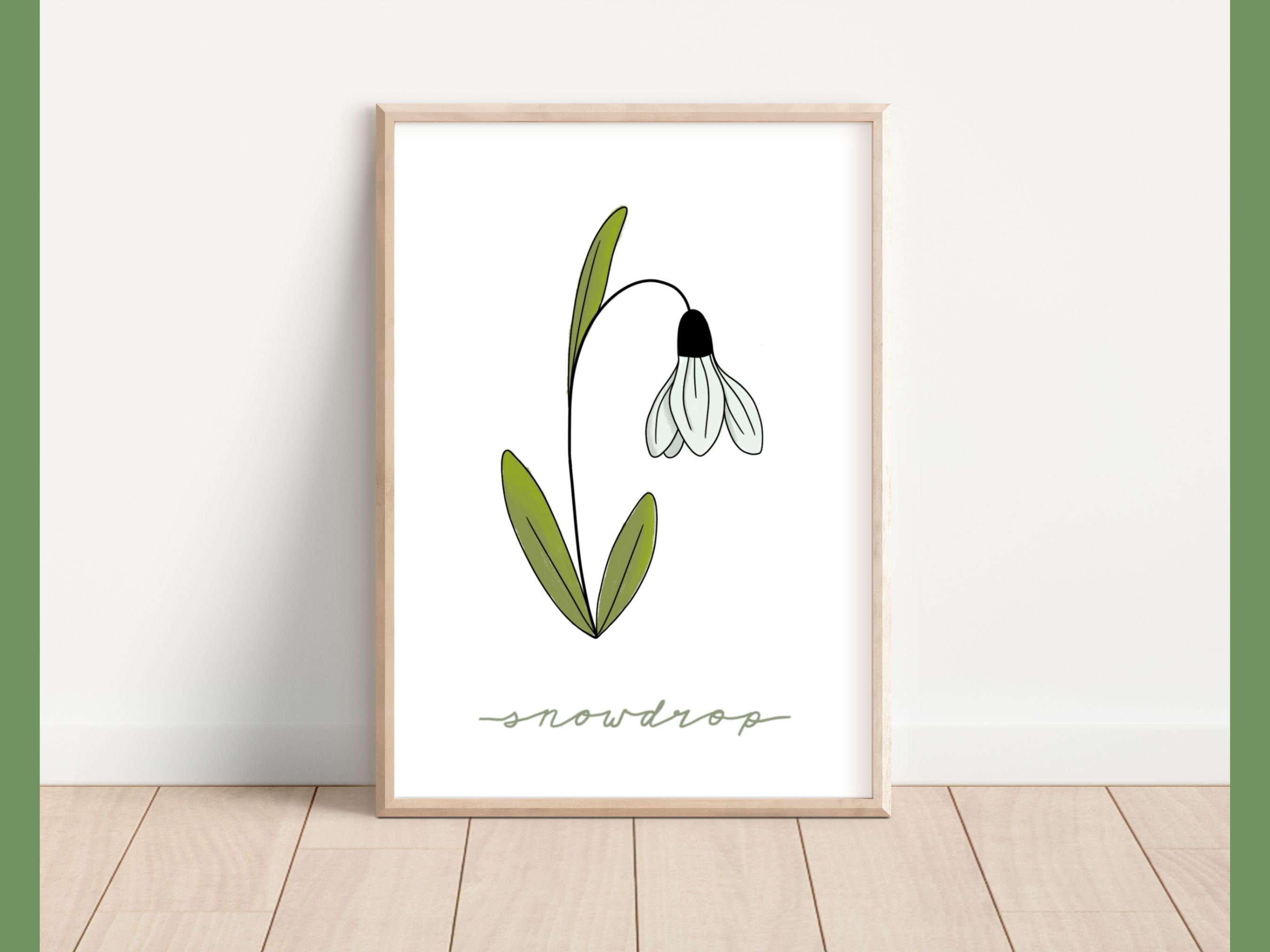 Snowdrop Birth Flower January | Art Print | Flower Art | Wall Art ...