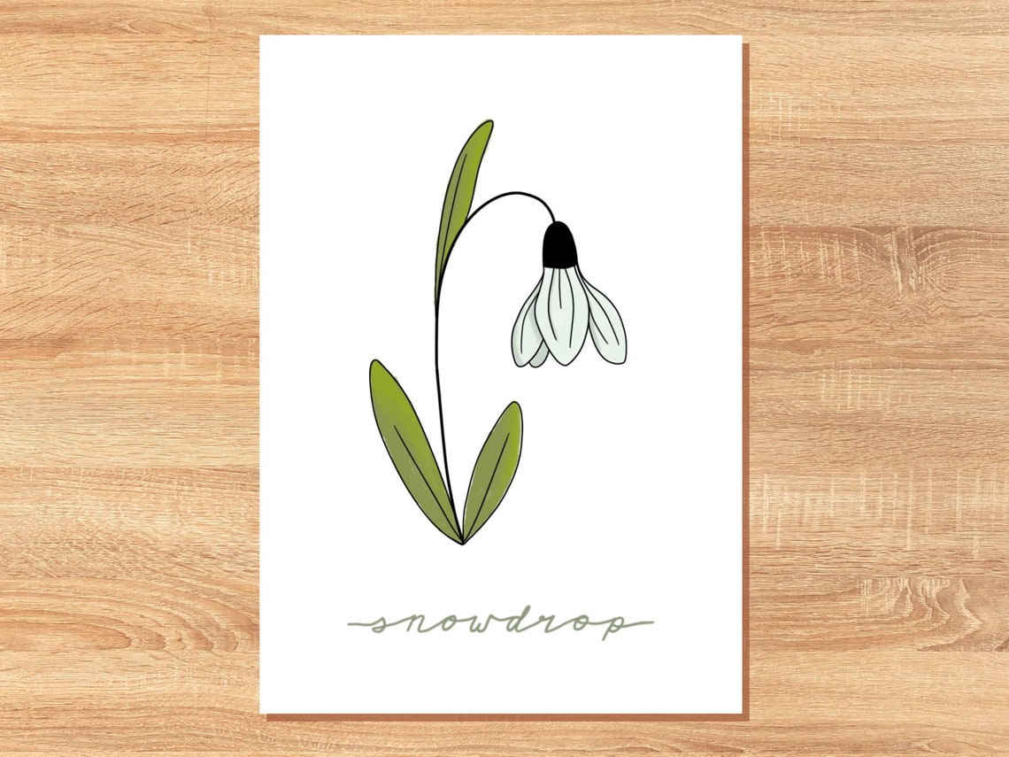 Snowdrop Birth Flower January | Art Print | Flower Art | Wall Art ...
