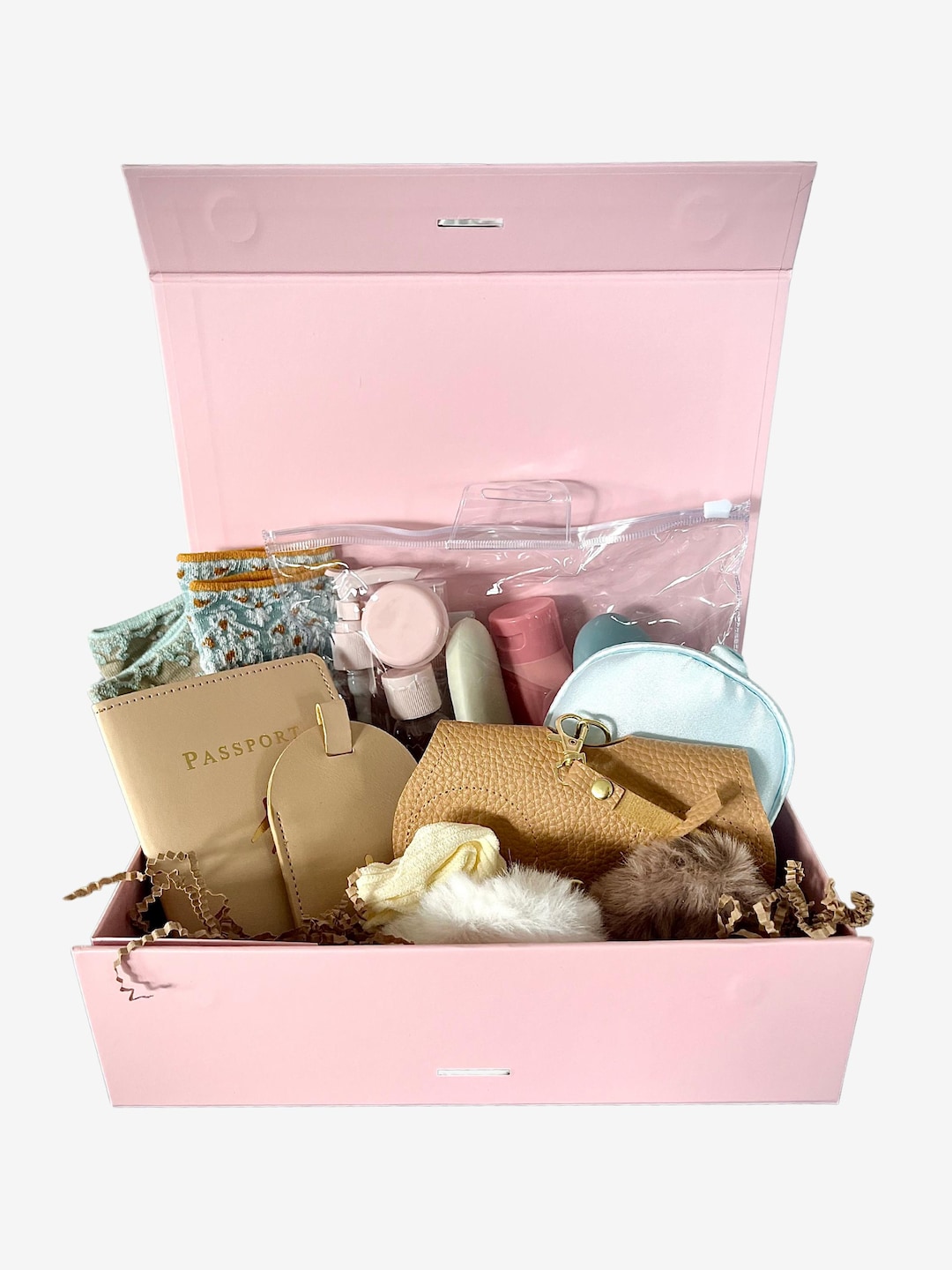Personalized Travel Gift Box With Passport Cover – Pink or Brown ...