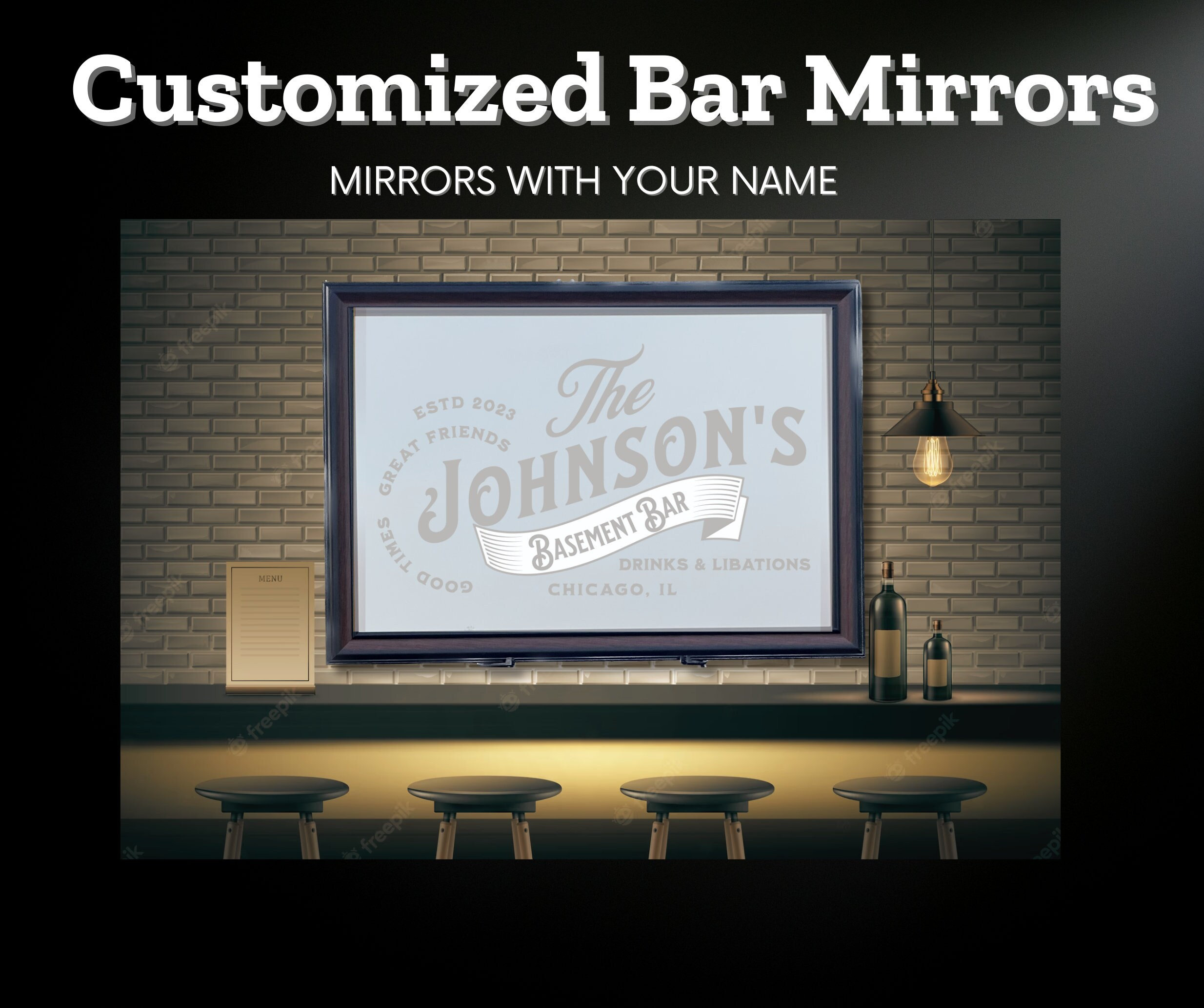 Etched Bar Mirror Decals