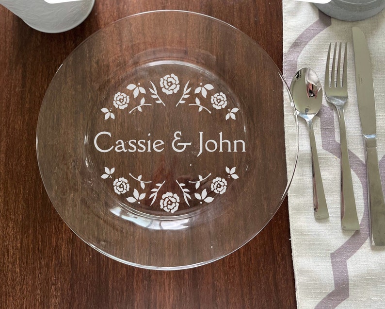 Plate Custom Glass Etching Wedding Gift Bat Mitzvah Table Decor ...