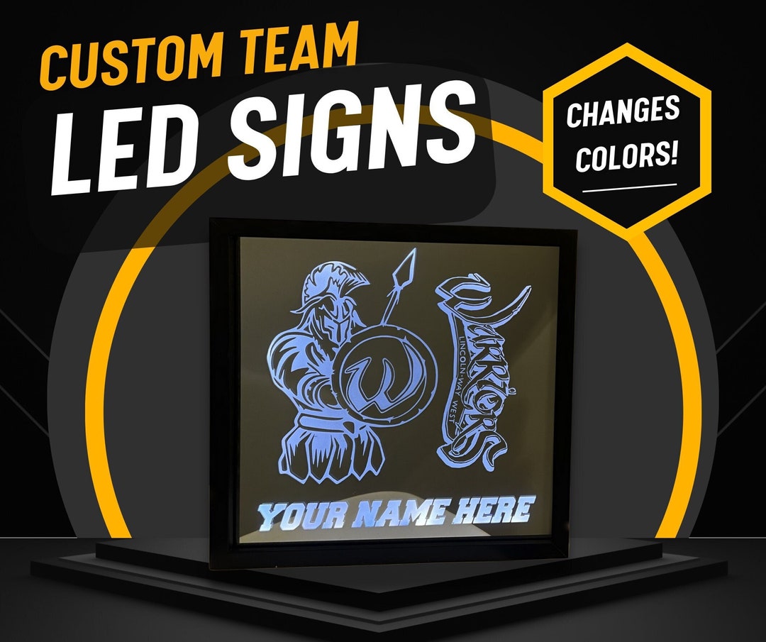 Custom Team Sign Box LED Lights Custom Design Personalized Logo ...