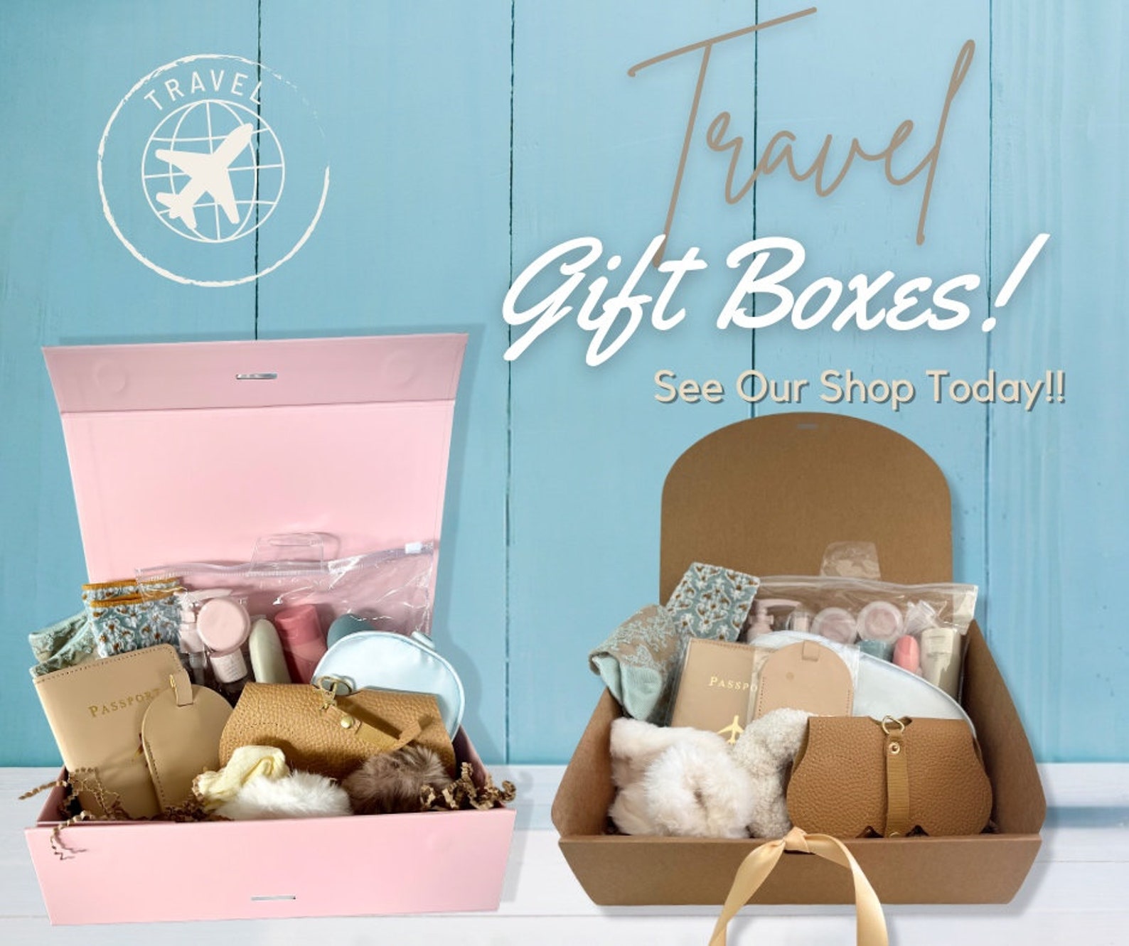 Personalized Travel Gift Box: Passport Cover, Sleep Mask & Accessories ...