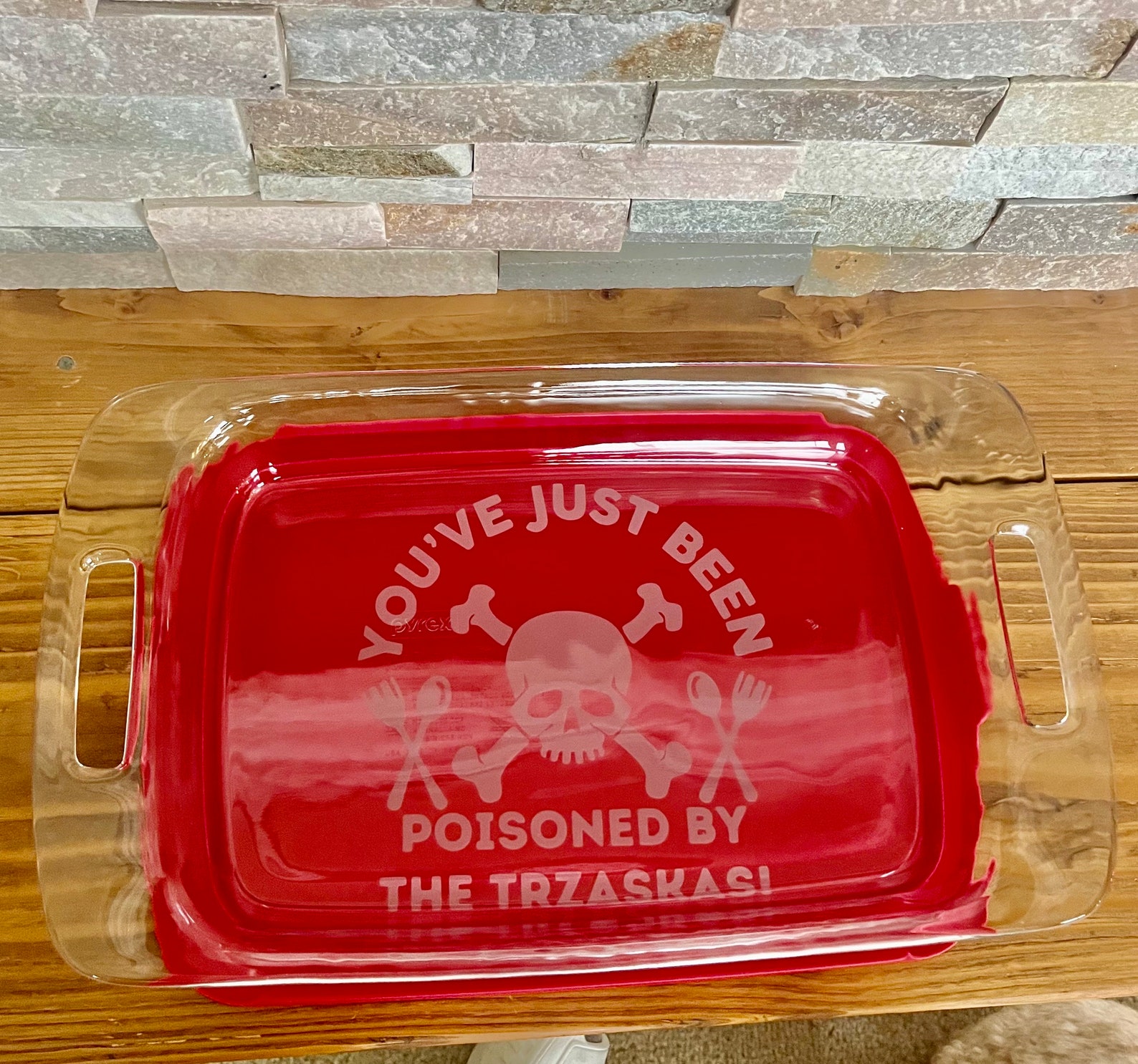 Etched Skull & Crossbones Glass Casserole Dish: Personalized Bakeware ...
