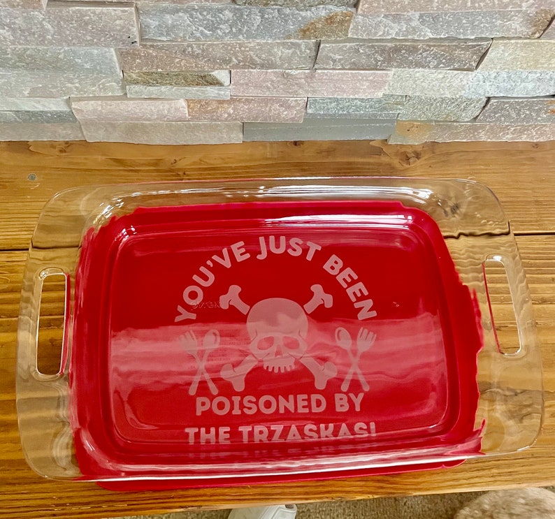 Etched Skull & Crossbones Glass Casserole Dish: Personalized Bakeware ...