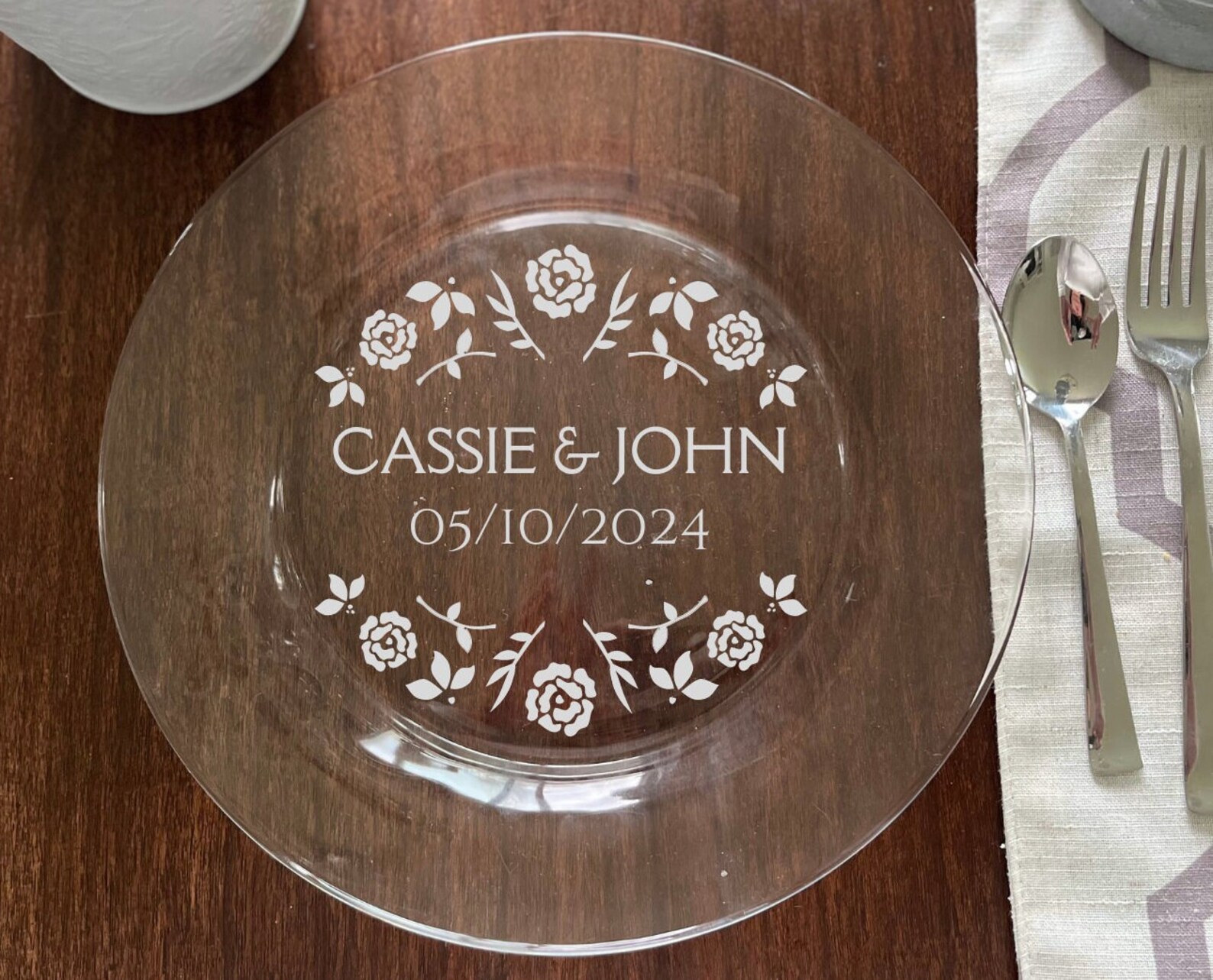 Personalized Wedding Plate: Custom Etched Glass Gift, 10.5" Décor - Etsy