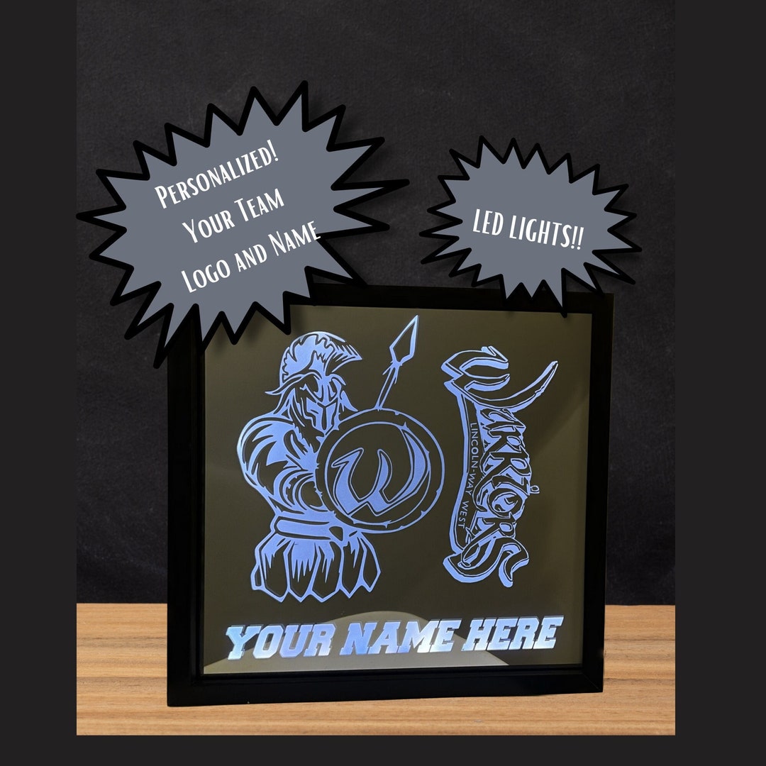 Sports Team Logo LED Shadow Box Custom College & High School Gift ...