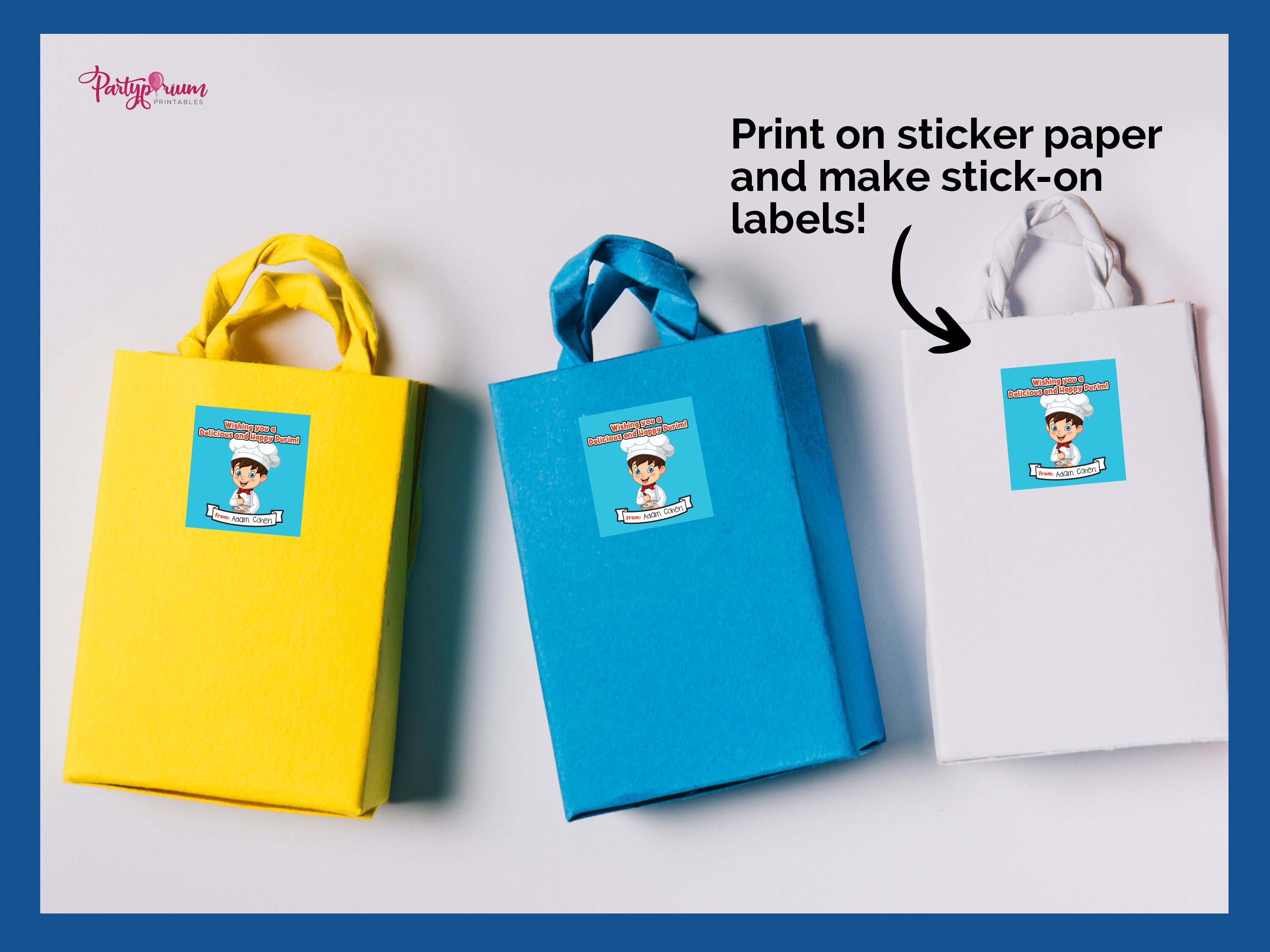 Printable DIY Chef/baker Boy Theme Mishloach Manot Tags, Purim Gift ...
