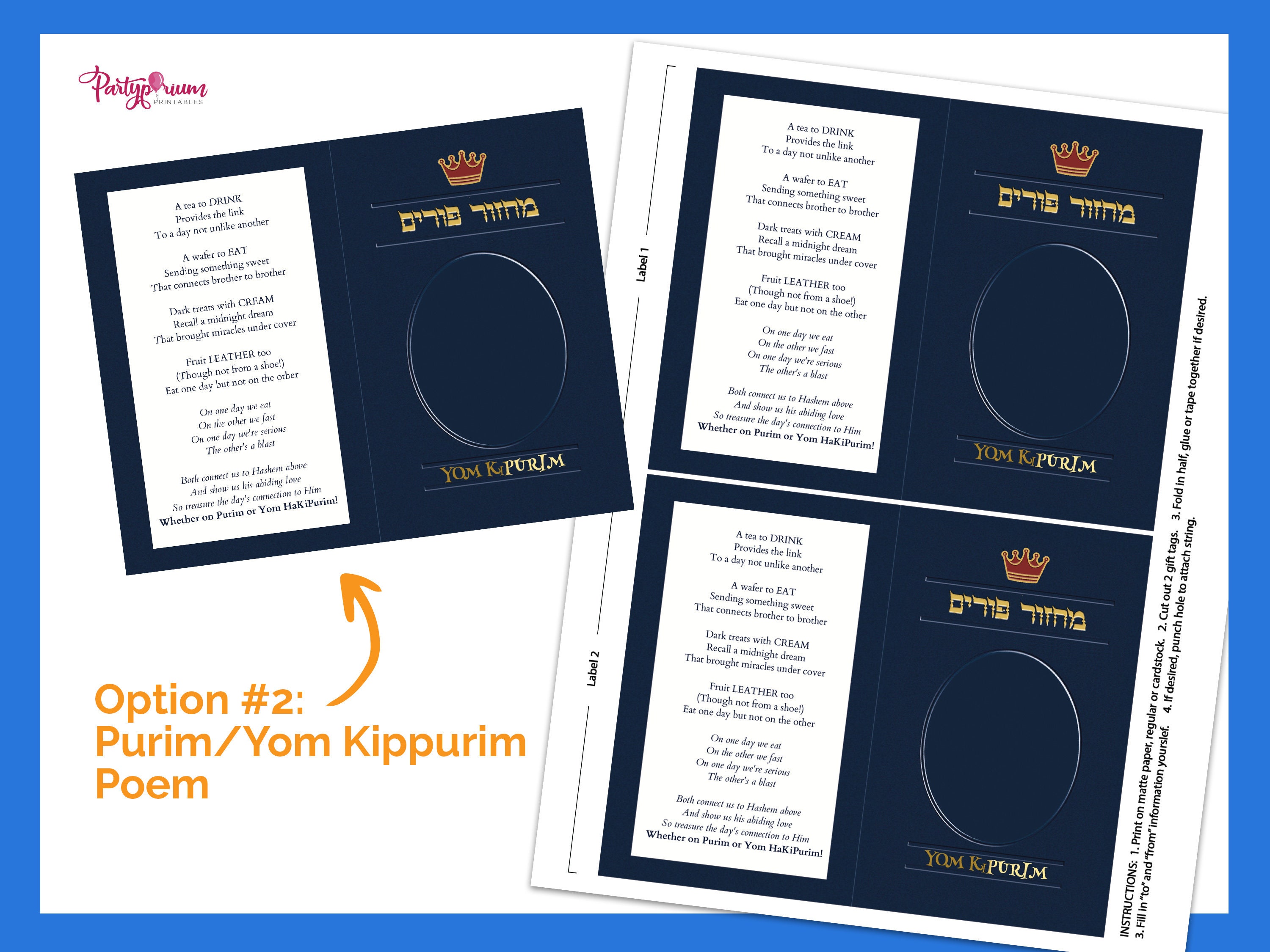 Printable Download Purim Label With Original Poem, Purim Gift Tag ...