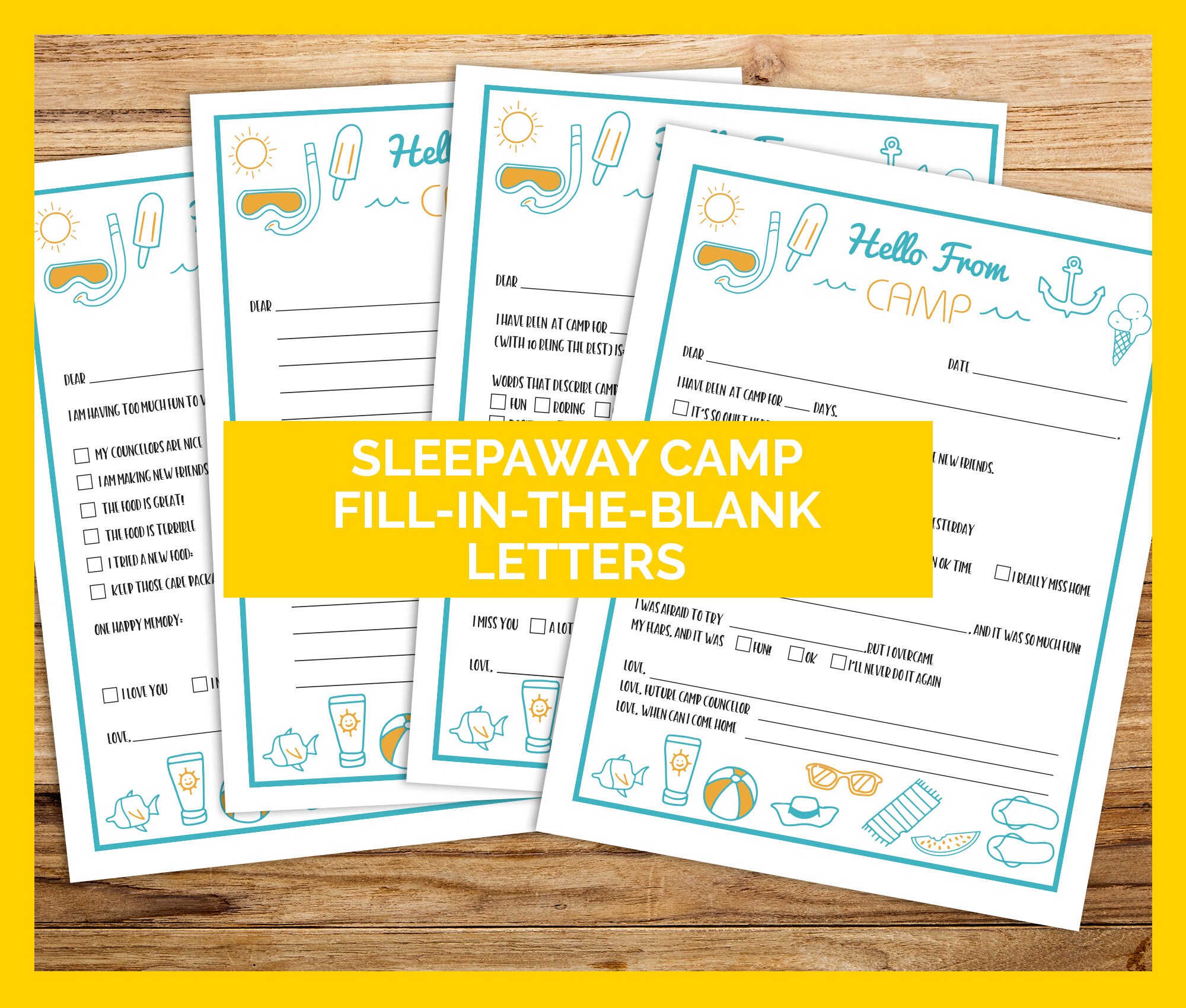 PRINTABLE Summer Camp Stationery Letter, Fill in the Blank Letter ...