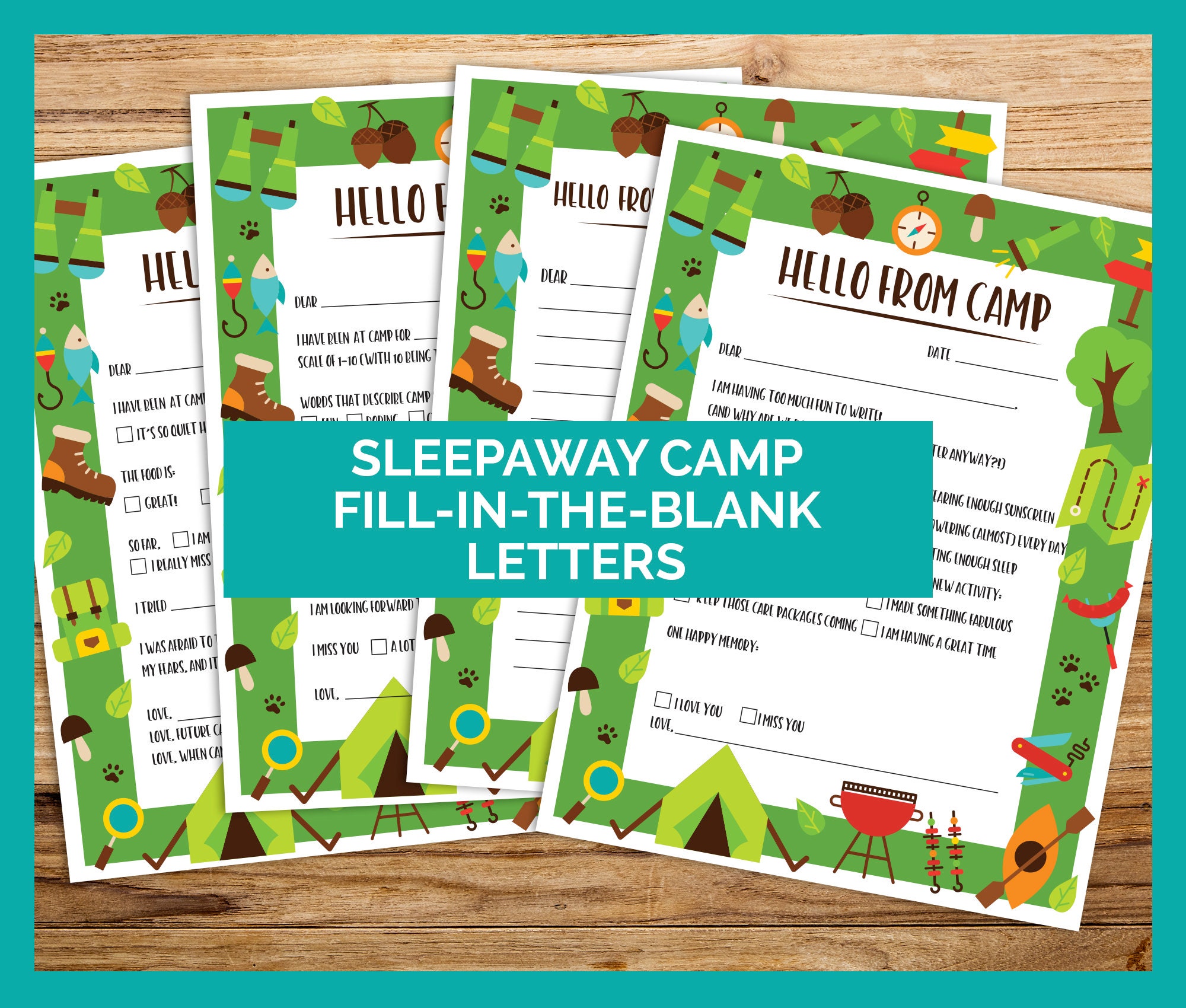 PRINTABLE Summer Camp Stationery Letter Fill in the Blankletterhead ...