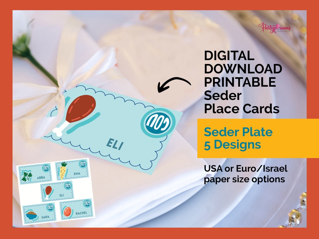 Printable Editable | DIY Fabulous Seder Plate Place Cards, Passover ...