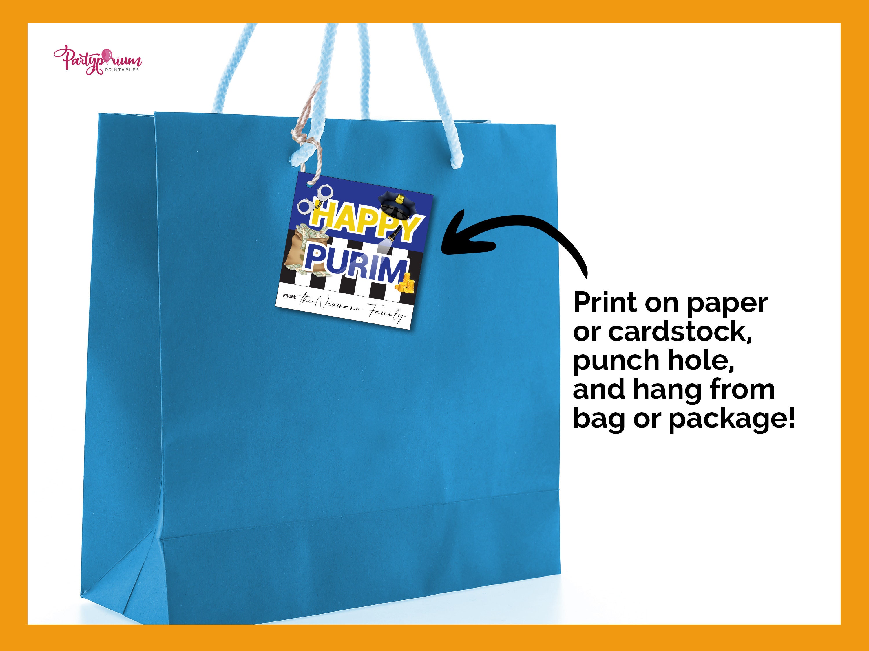 Printable DIY Cops and Robbers Theme Mishloach Manot Tags, Purim Gift ...