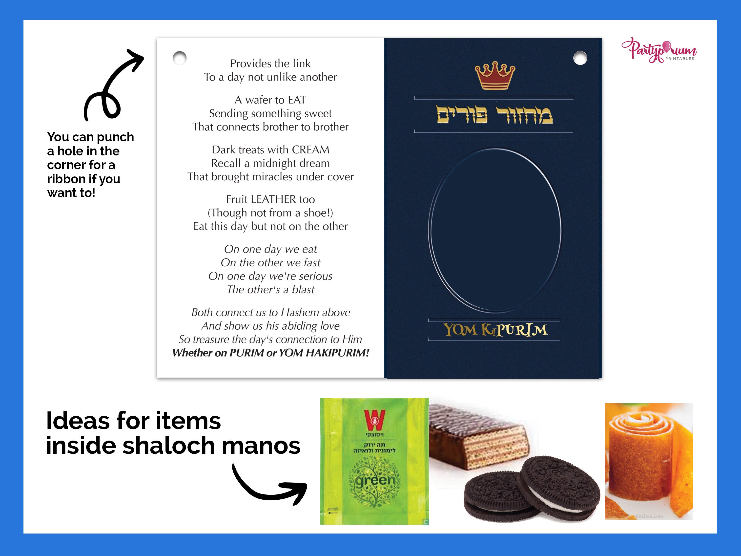 Printable Download Purim Label With Original Poem, Purim Gift Tag ...