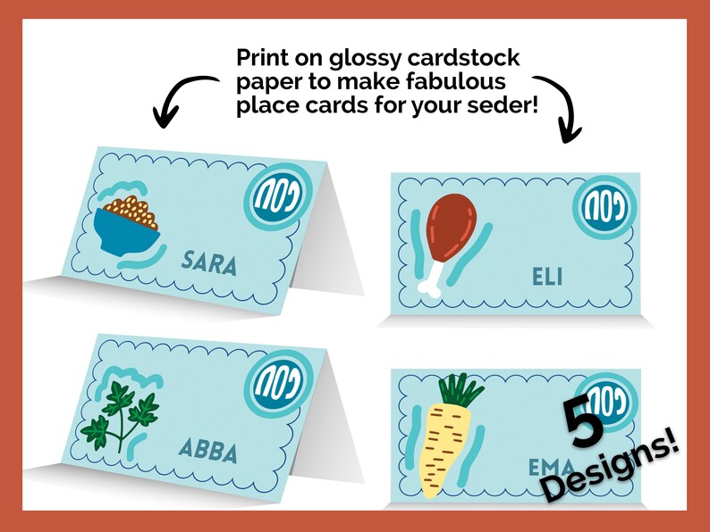 Printable Editable | DIY Fabulous Seder Plate Place Cards, Passover ...