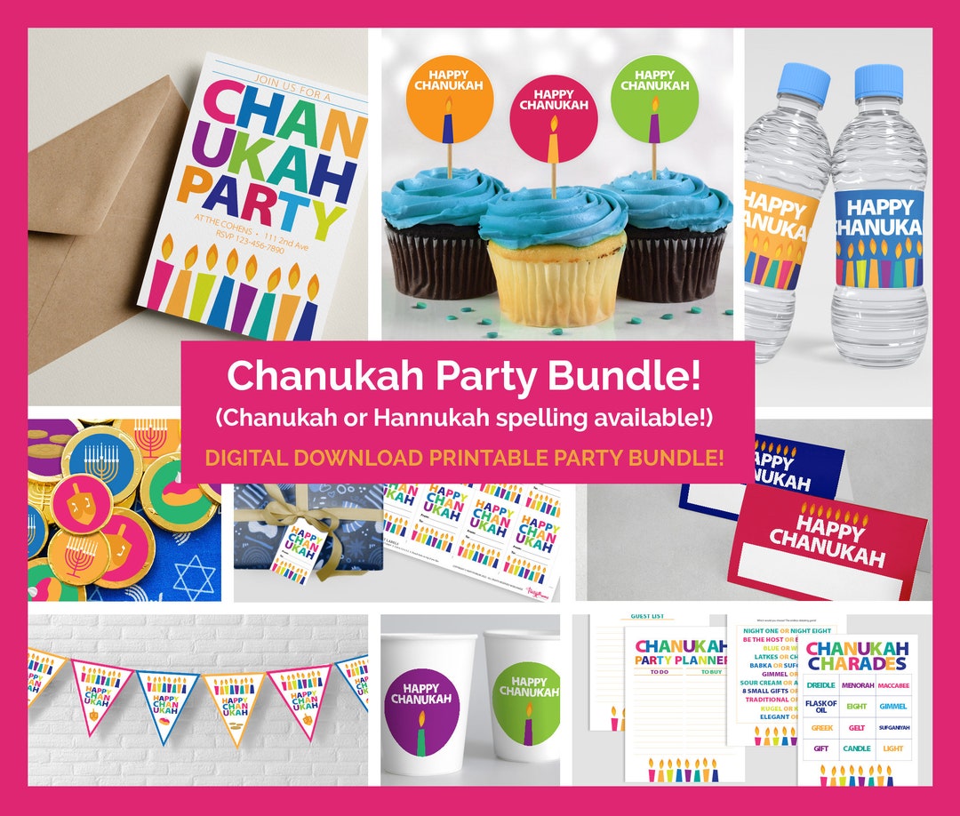 Fun Chanukah Hanukkah DIY Printable Party Decoration Bundle - With ...