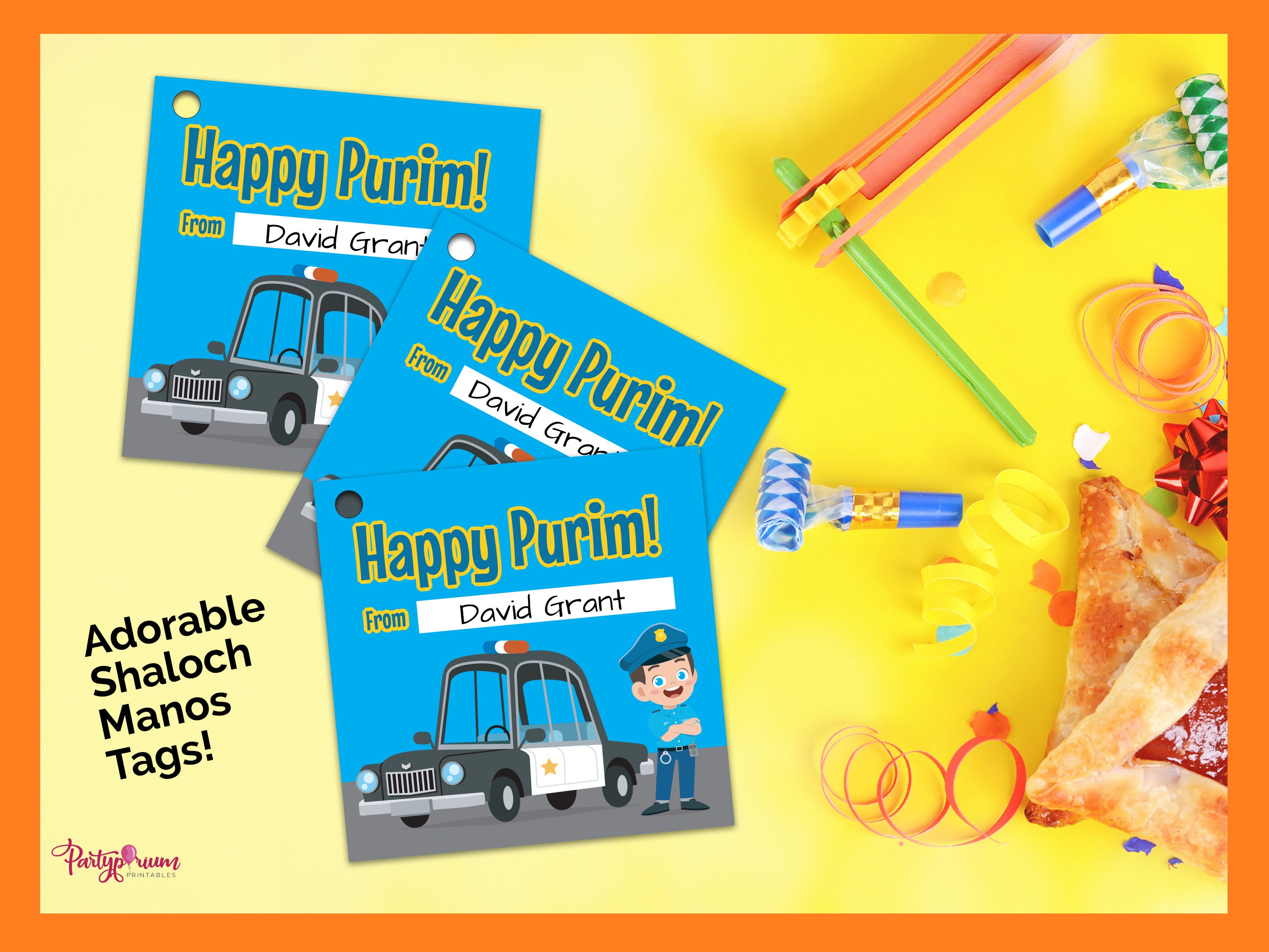 Printable DIY Policeman Theme Mishloach Manot Tags, Purim Gift, Purim ...