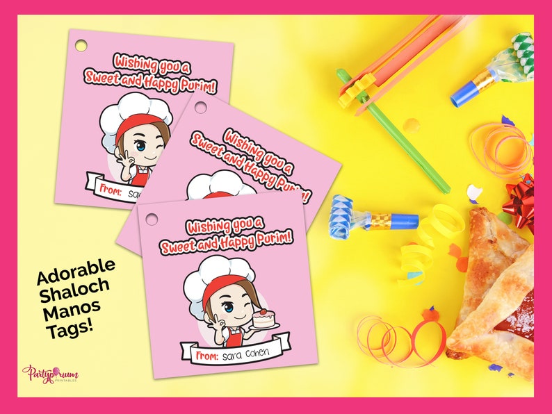 Printable DIY Baker Girl Theme Mishloach Manot Tags, Purim Gift, Purim ...