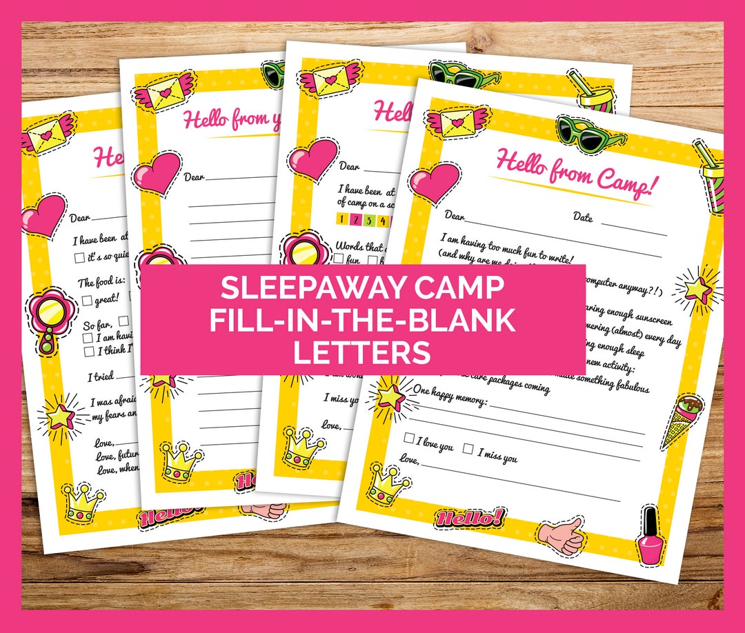 PRINTABLE Girls Summer Camp Stationery Letter Fill in the ...