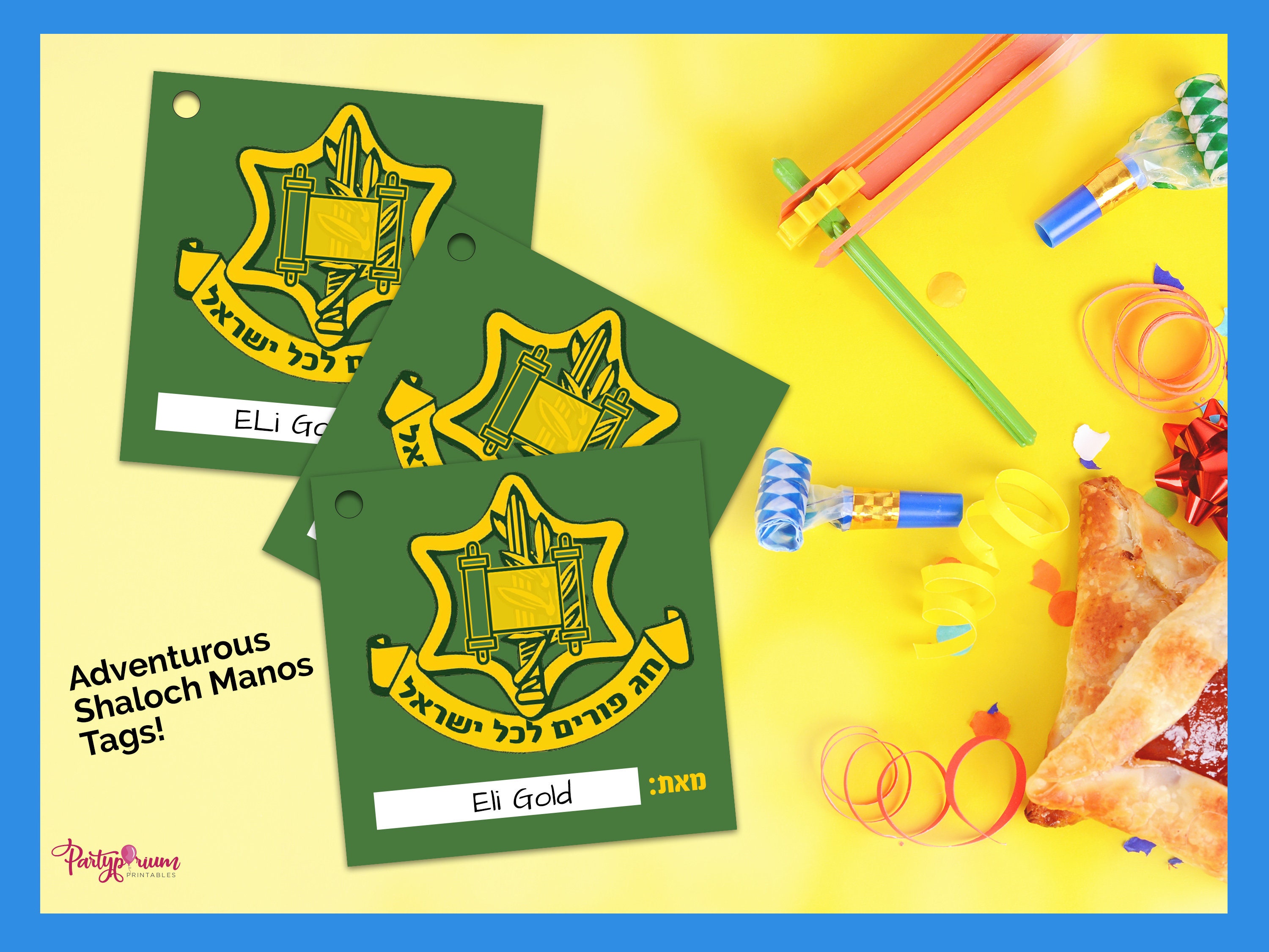Printable DIY Israel IDF Theme Mishloach Manot Tags, Purim Gift, Purim ...