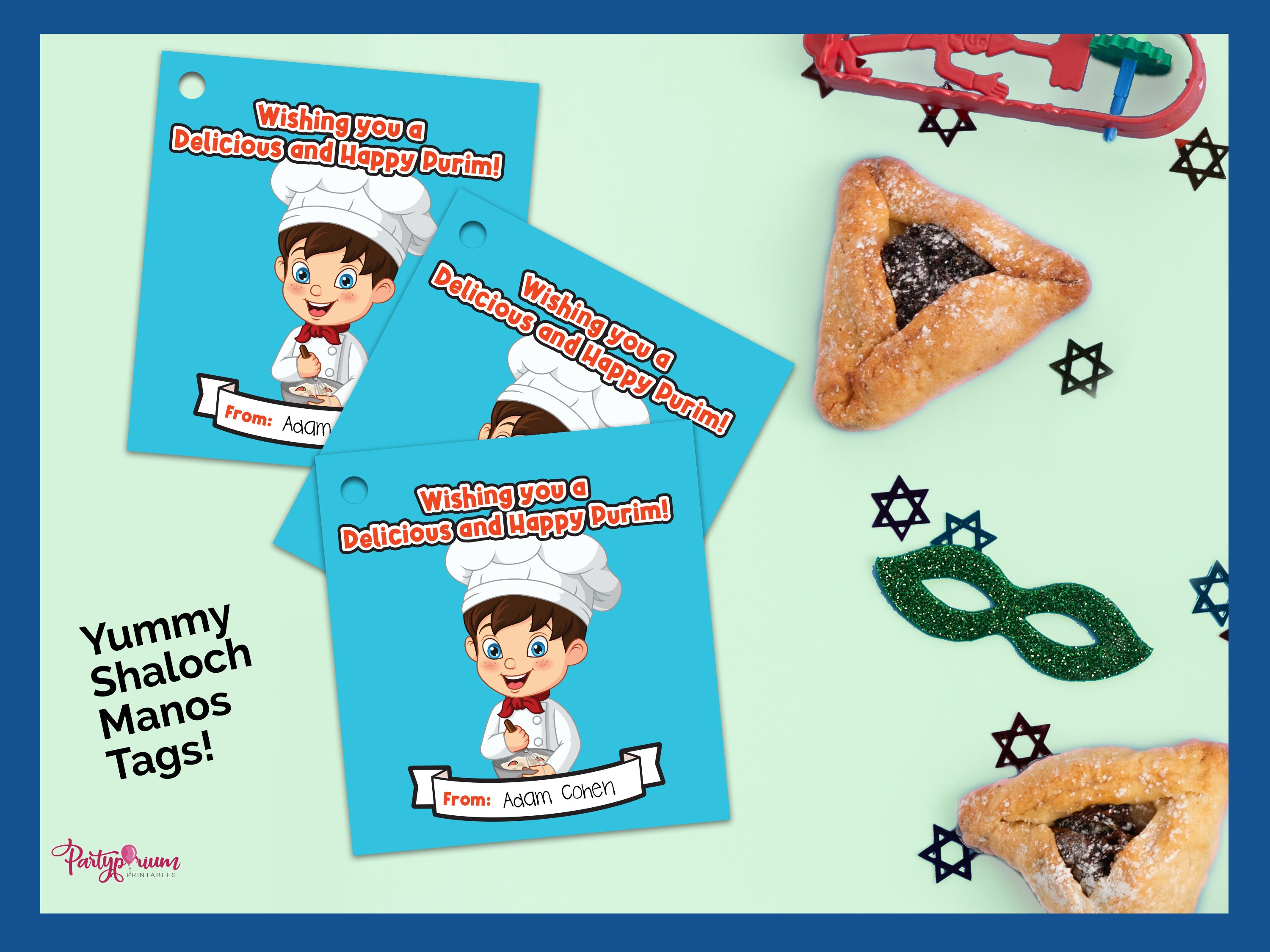 Printable DIY Chef/baker Boy Theme Mishloach Manot Tags, Purim Gift ...