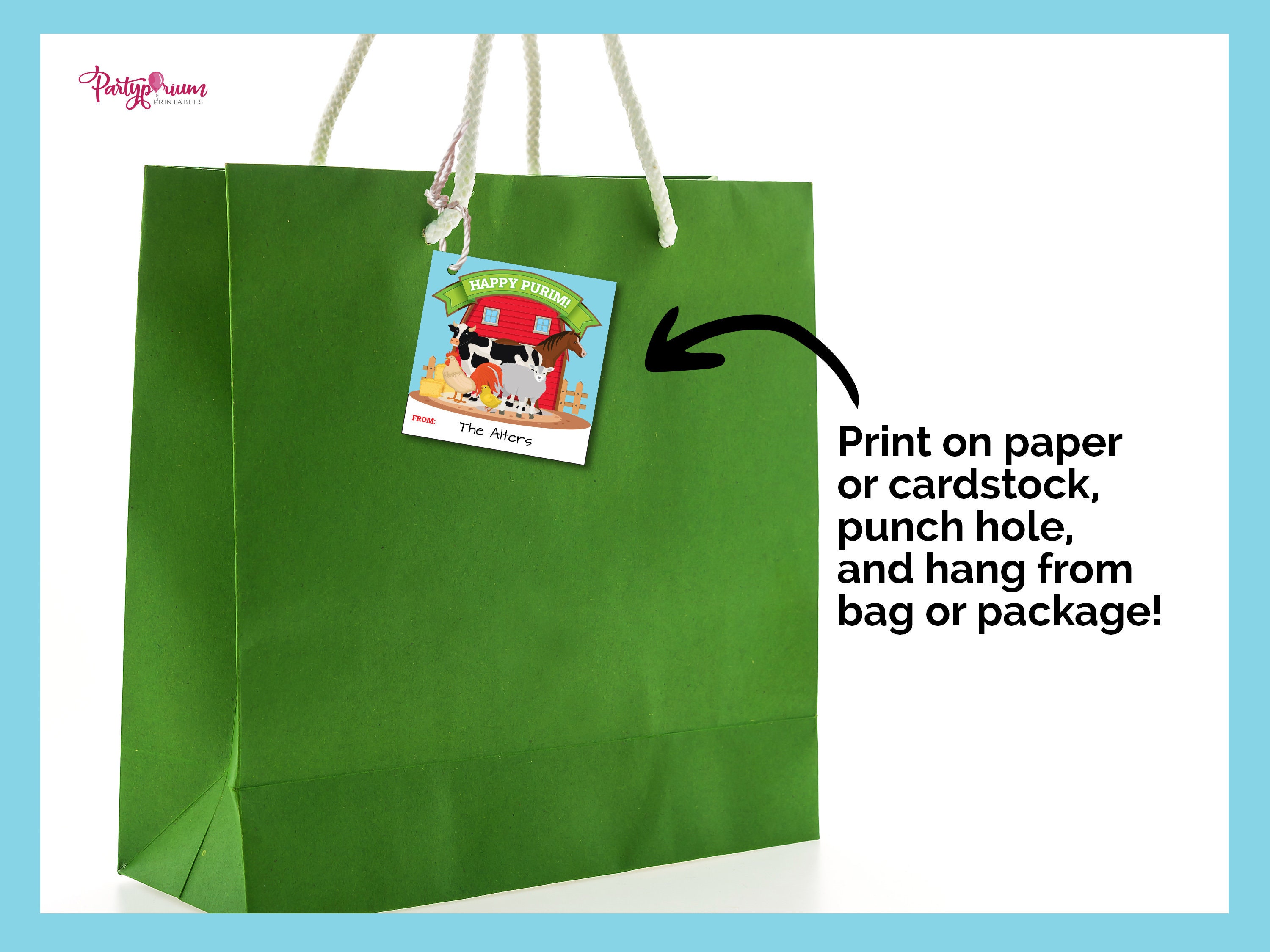 Printable DIY Farm Animals Theme Mishloach Manot Tags, Purim Gift ...