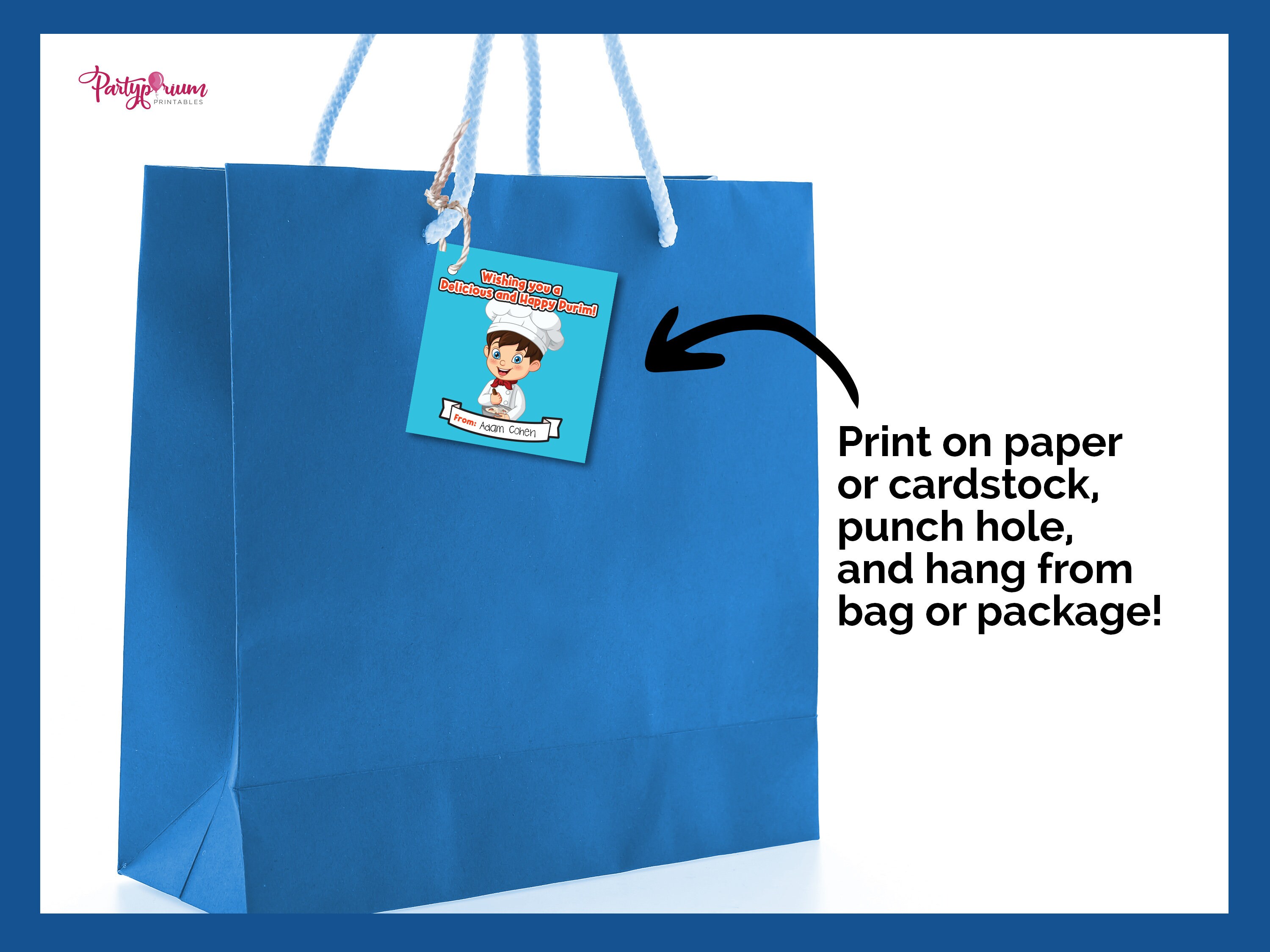 Printable DIY Chef/baker Boy Theme Mishloach Manot Tags, Purim Gift ...