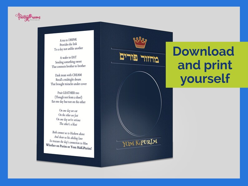 Printable Download Purim Label With Original Poem, Purim Gift Tag ...