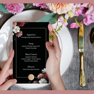 Printable, Editable | DIY Stunning Dark Floral Marble Pesach Passover ...