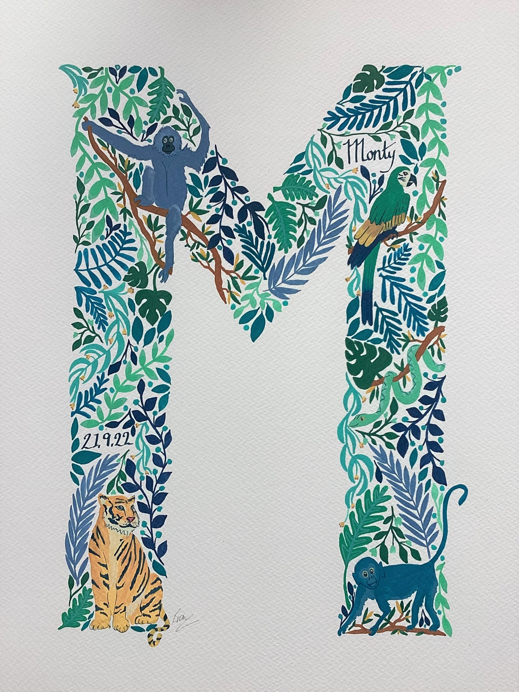 Themed A3 Hand Painted, Personalised Letter. Made to Order - Etsy
