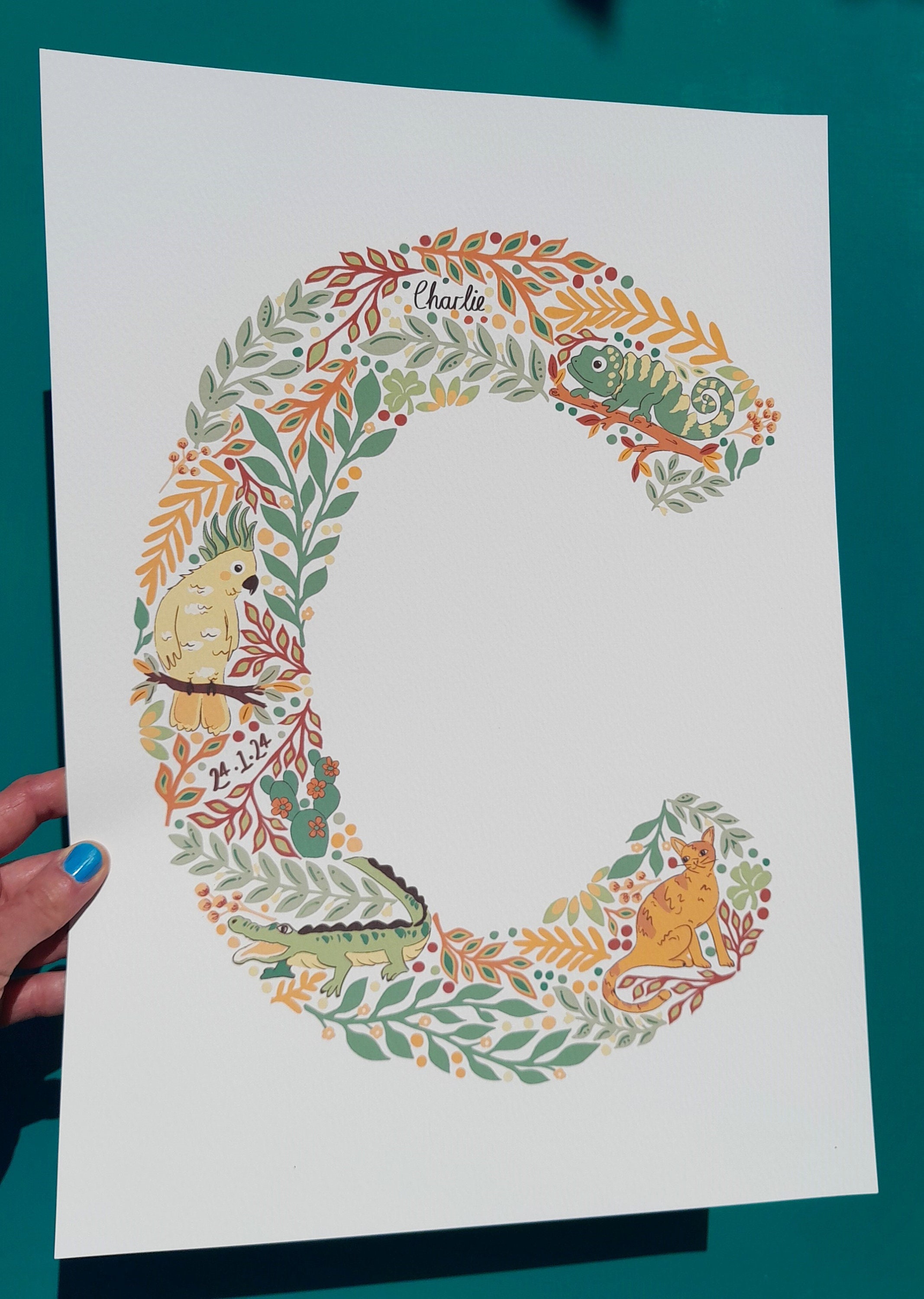 Personalised Letter C Alphabet Print - Etsy UK