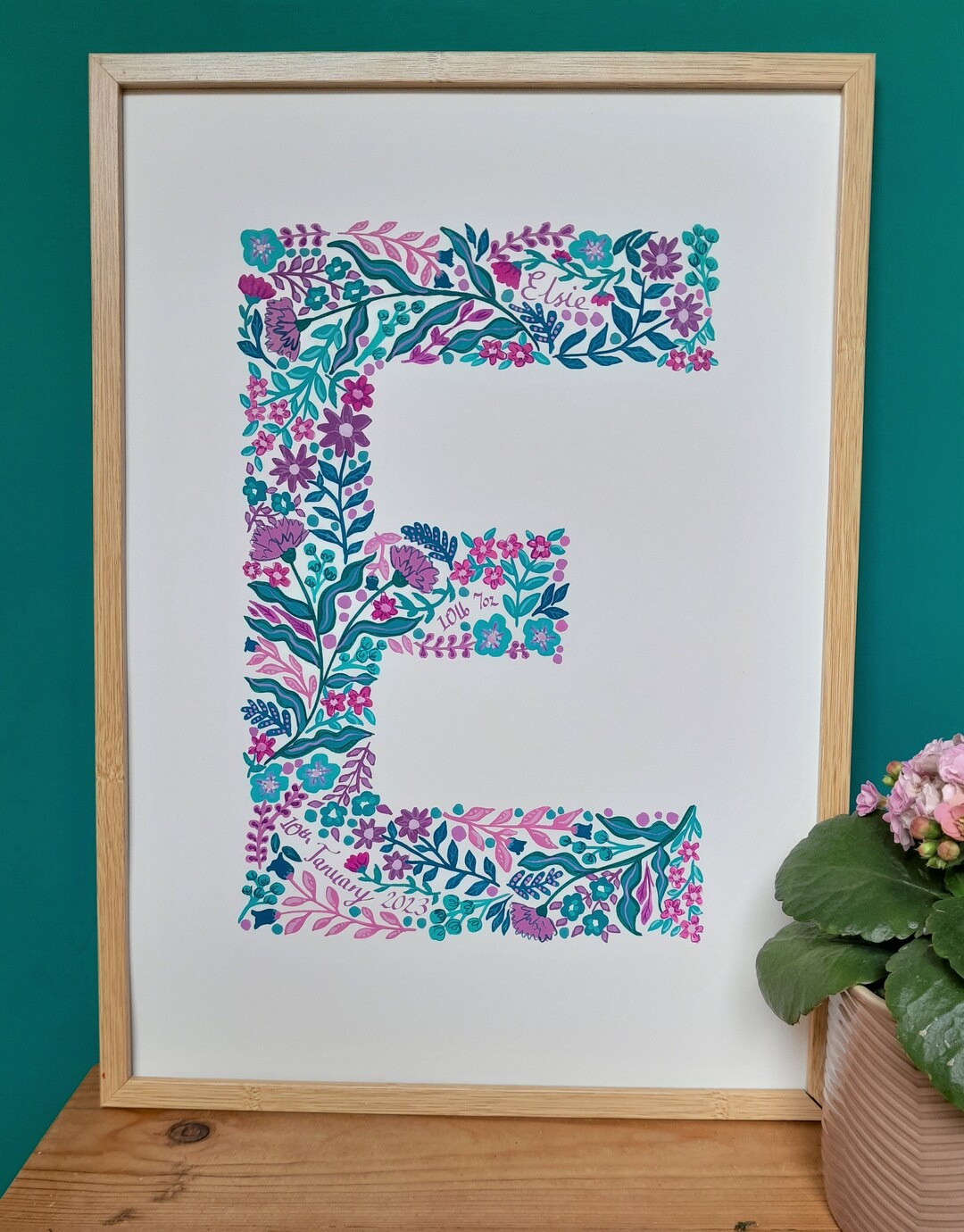 Floral Painted Letter - A3 Size - Personalised - Made to Order - Etsy