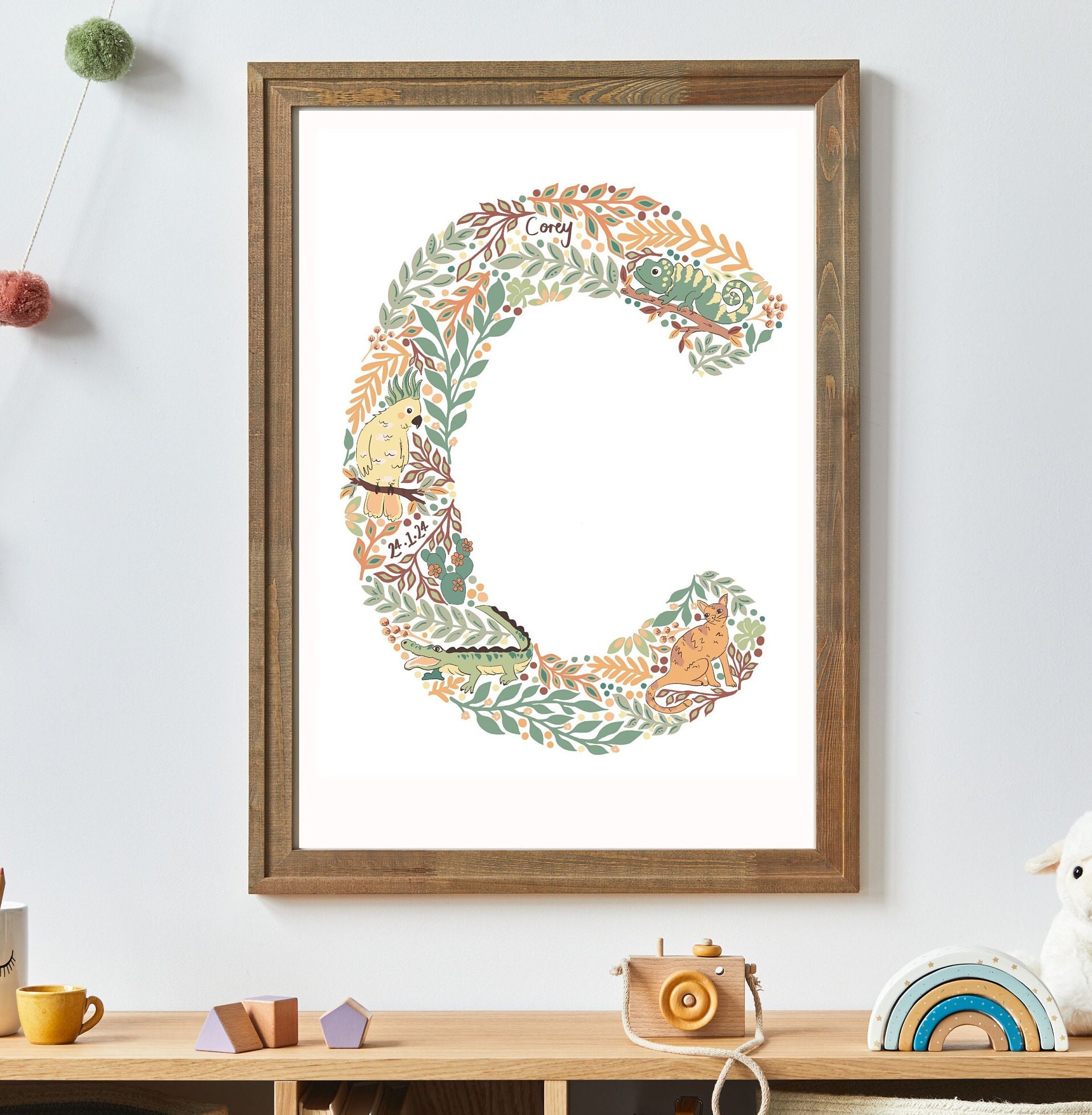 Personalised Letter C Alphabet Print - Etsy UK