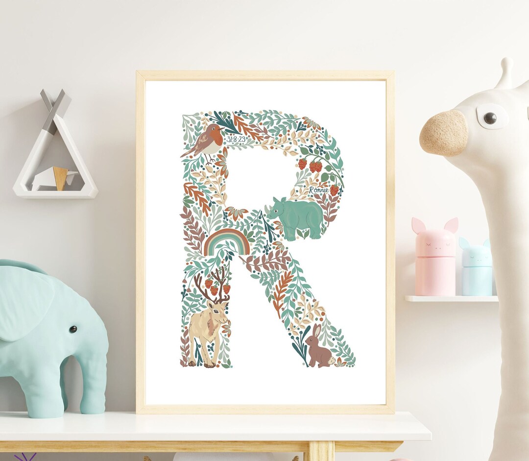 Personalised Letter R Alphabet Print - Etsy