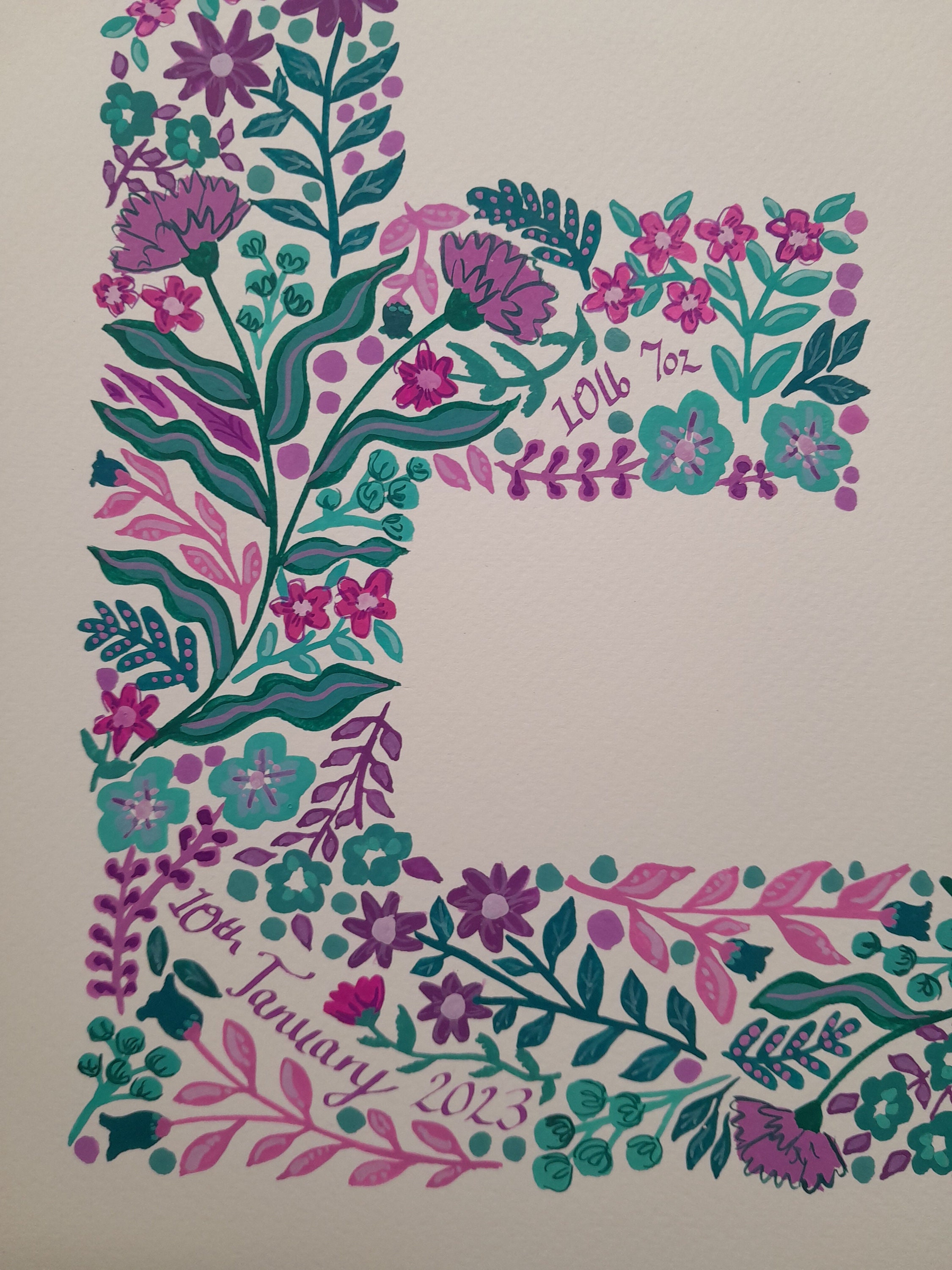 Floral Painted Letter - A3 Size - Personalised - Made to Order - Etsy