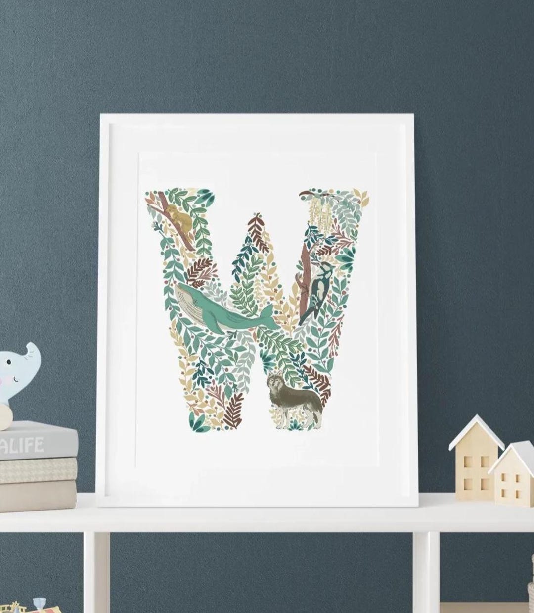 Personalised Letter W Alphabet Print - Etsy UK