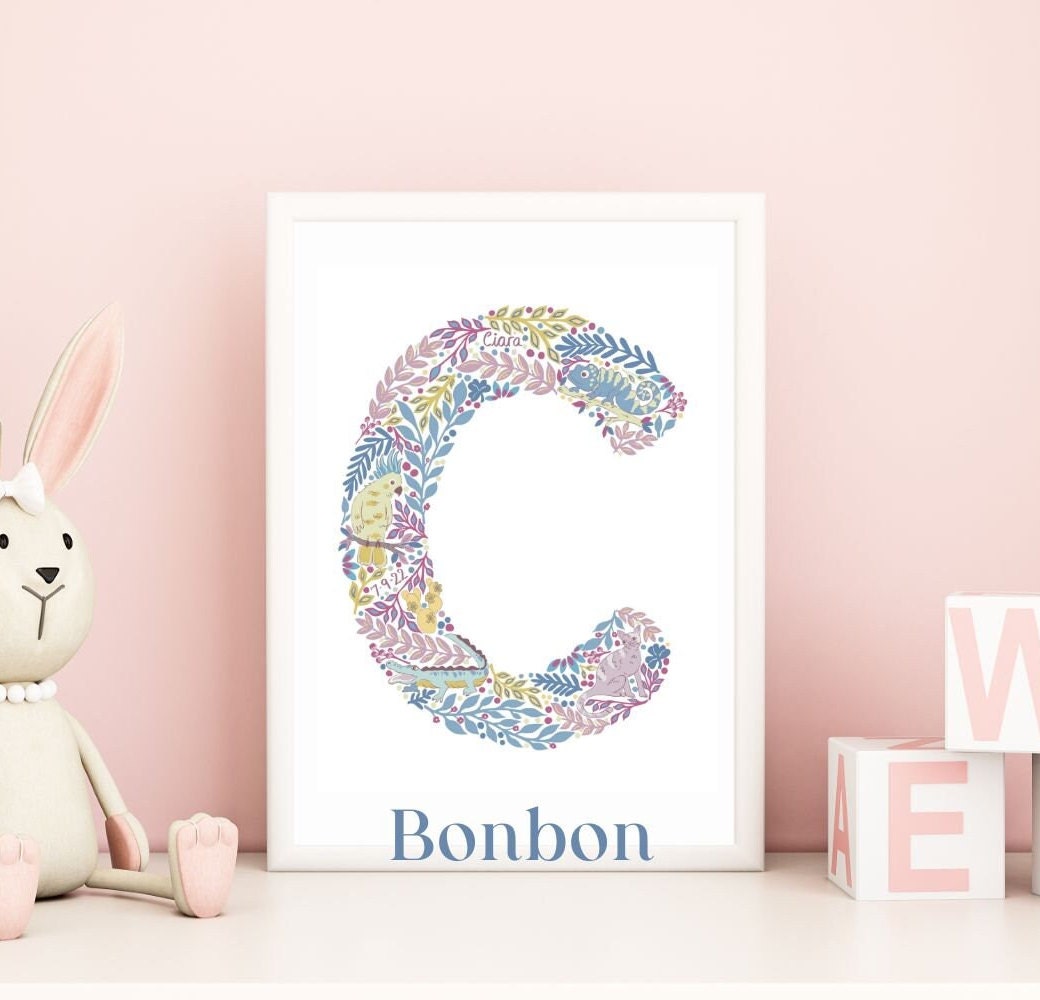 Personalised Letter C Alphabet Print - Etsy UK