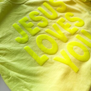 Comfort Colors NEON YELLOW Puff Jesus Loves You T-shirt - Etsy