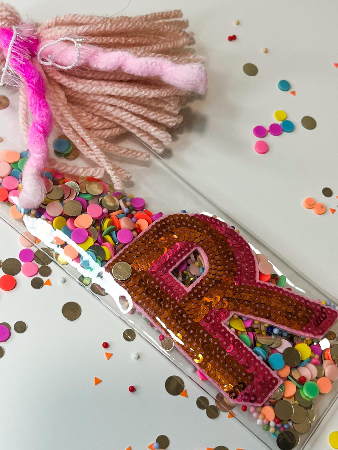 Confetti Glitter Shaker Bookmark R CUSTOM INITIAL - Etsy