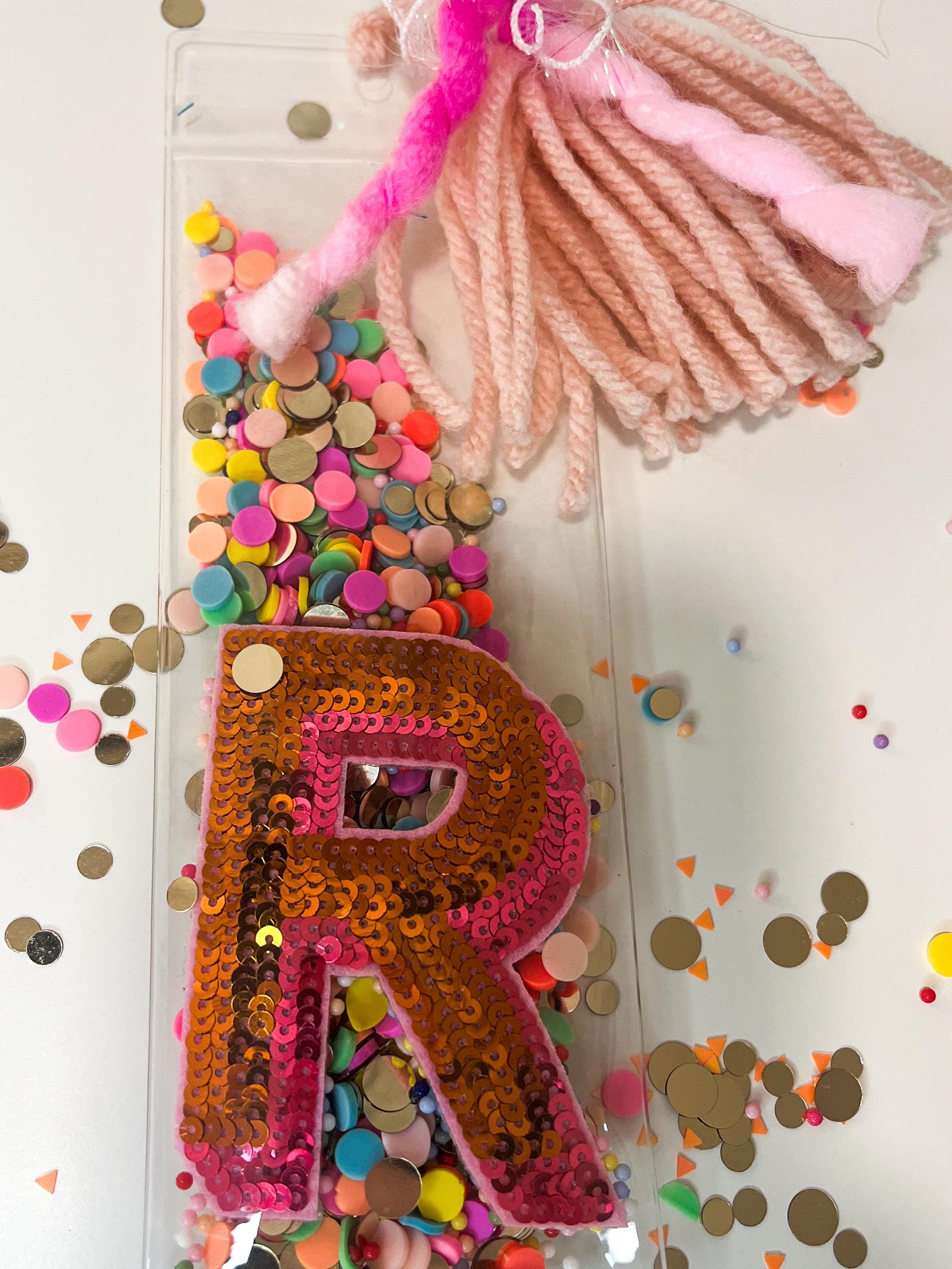 Confetti Glitter Shaker Bookmark R CUSTOM INITIAL - Etsy