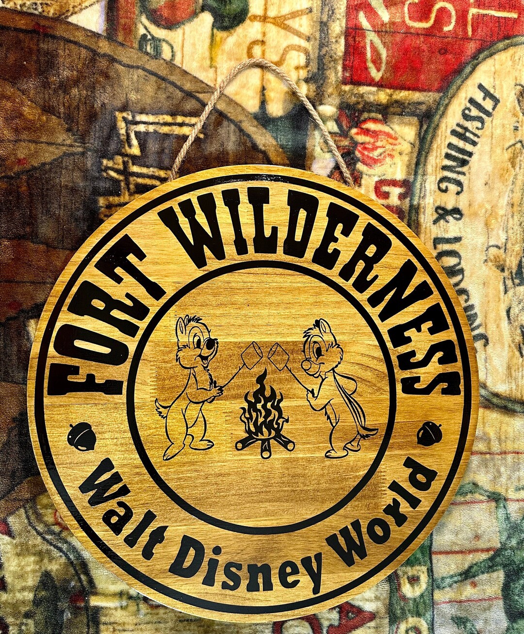 Fort Wilderness Chip and Dale Round Wood Sign - Etsy