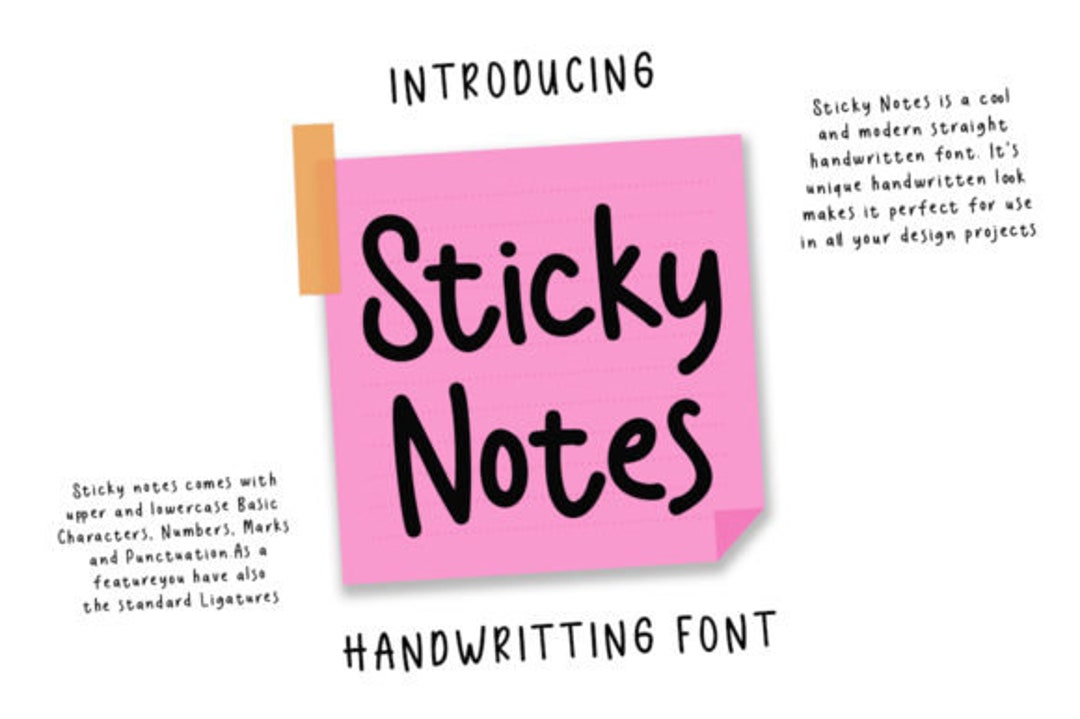 Sticky Notes Font, Handwritten Note Font, Handwritten Font, Kids Font ...