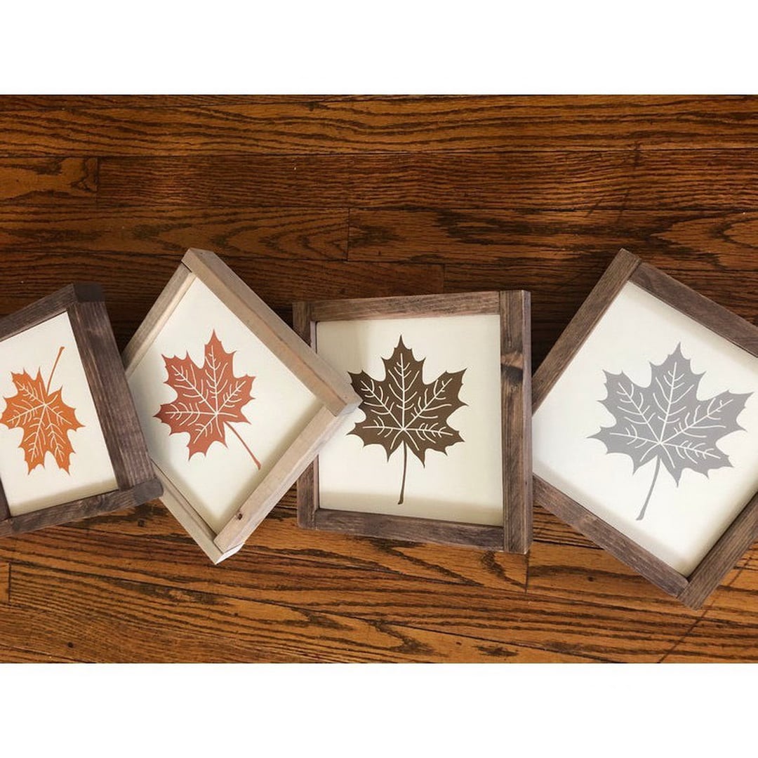 Maple Leaf Wooden Sign, Framed Wood Sign, Farmhouse Style Sign ...