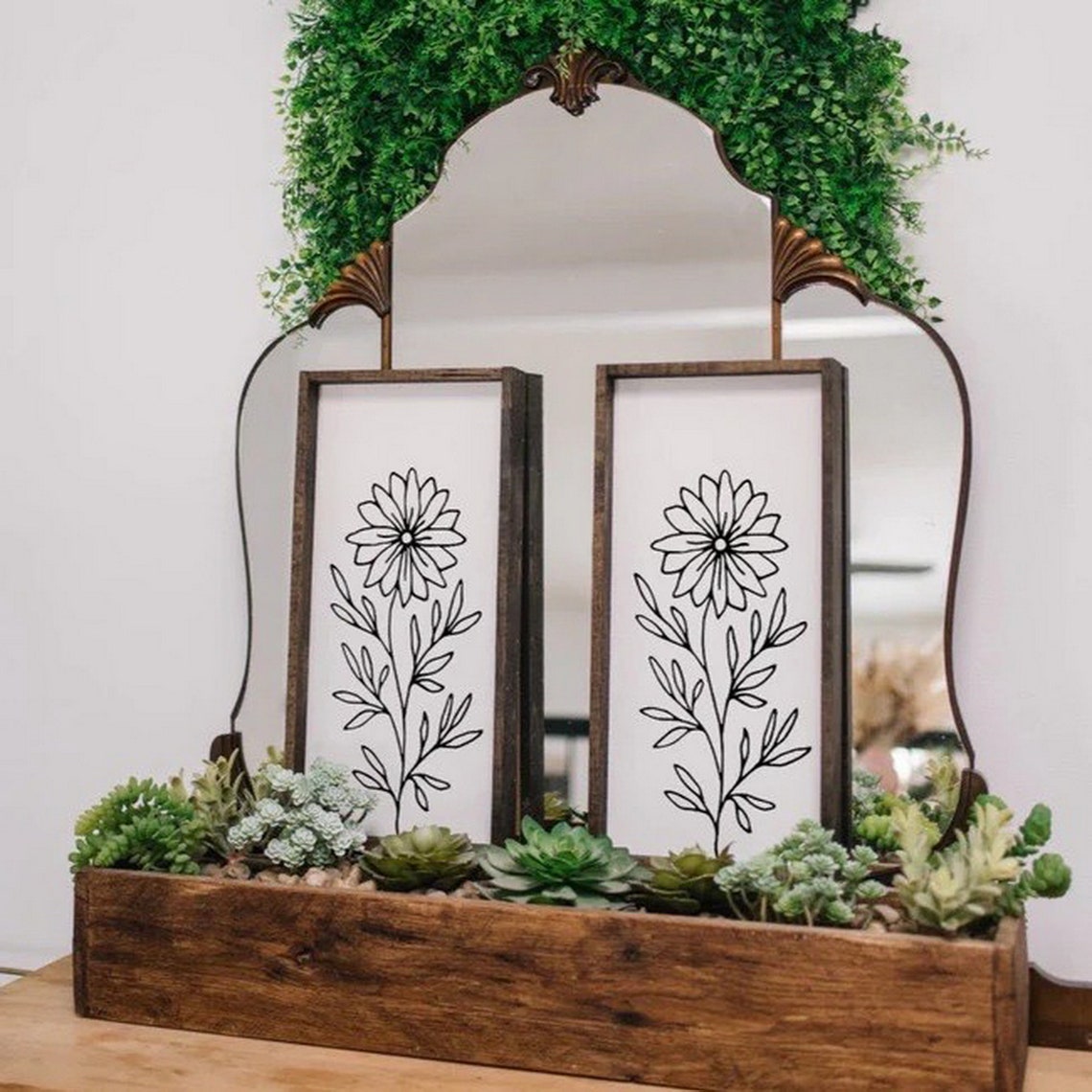 Flower Wood Wall Art Rustic, Wall Art Wood Horizontal, Wood Art Wall ...