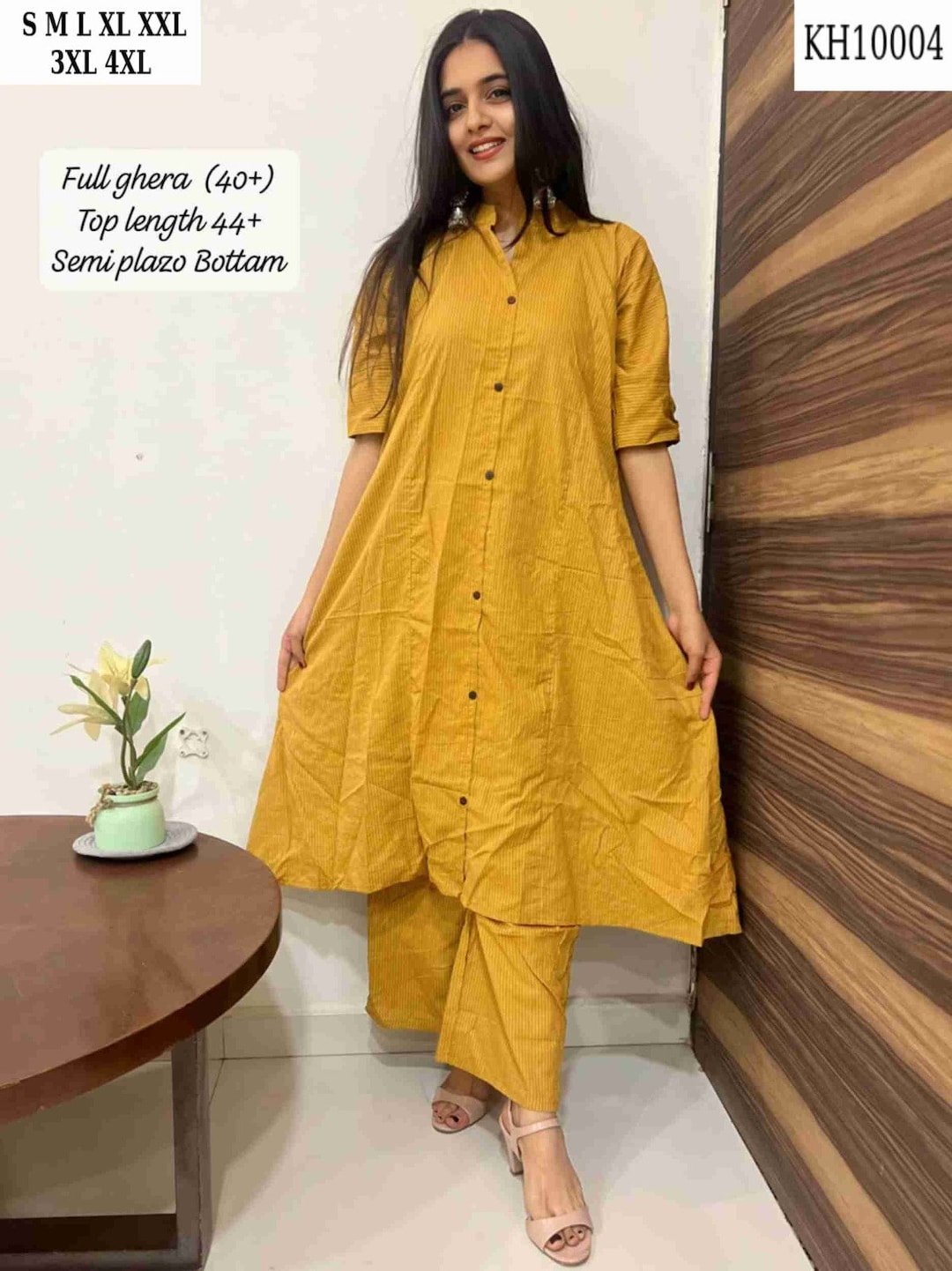 Kurti With Palazzo Set for Women, Cotton Palazzo Kurti Set, Indian Long ...