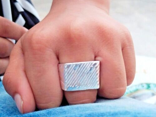 Silver Square Band Ring Geometric Cube Ring 925 Sterling Silver Square Band Ring Handmade Ring ...